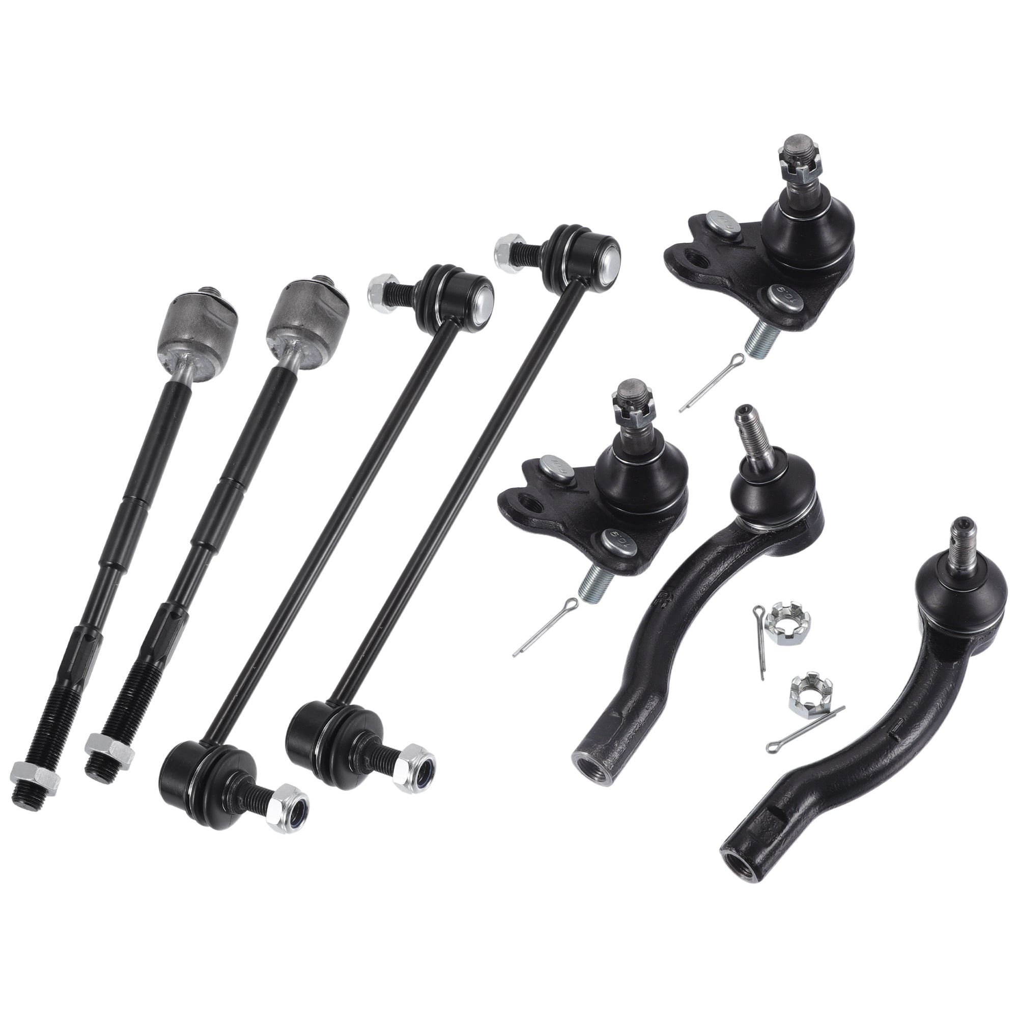 8pcs Front Suspension Kit Inner Outer Tie Rod End Front Sway Bar Link ...