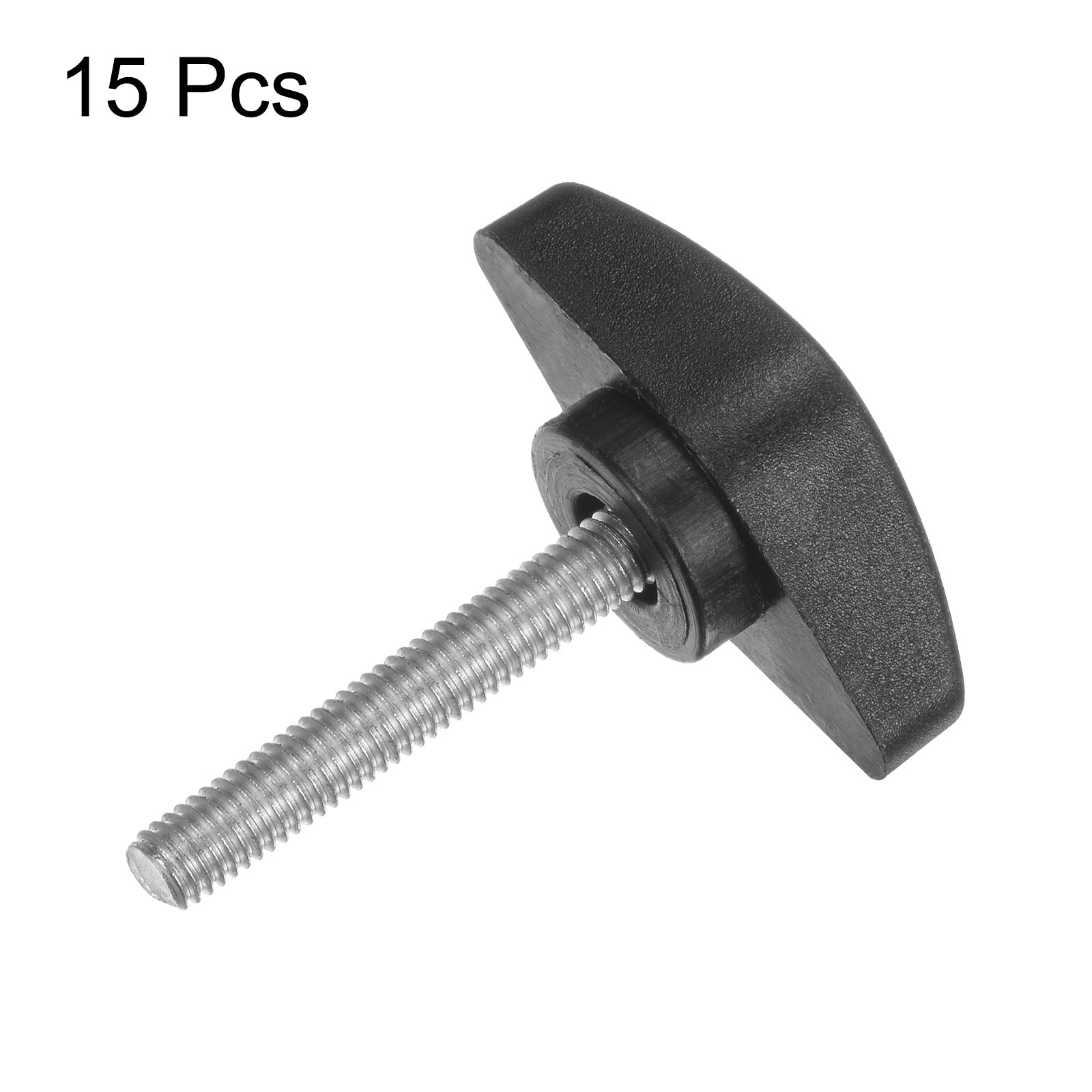15pcs M5 x 30mm Male Thread Tee Wing Knobs Thumb Screw Clamping Knobs Grip Black | Harfington