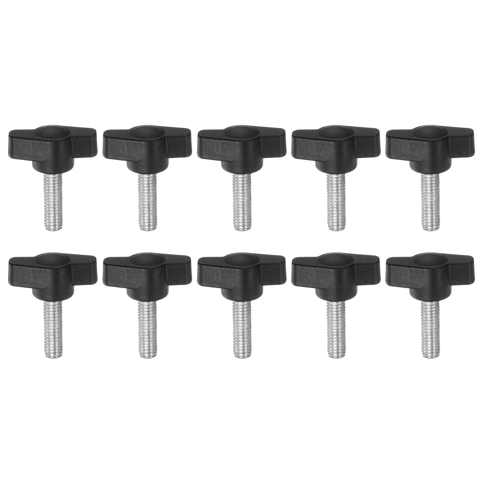 10pcs M6 x 20mm Male Thread T/Z Wing Knobs Thumb Screw Clamping Knobs Grip Black | Harfington