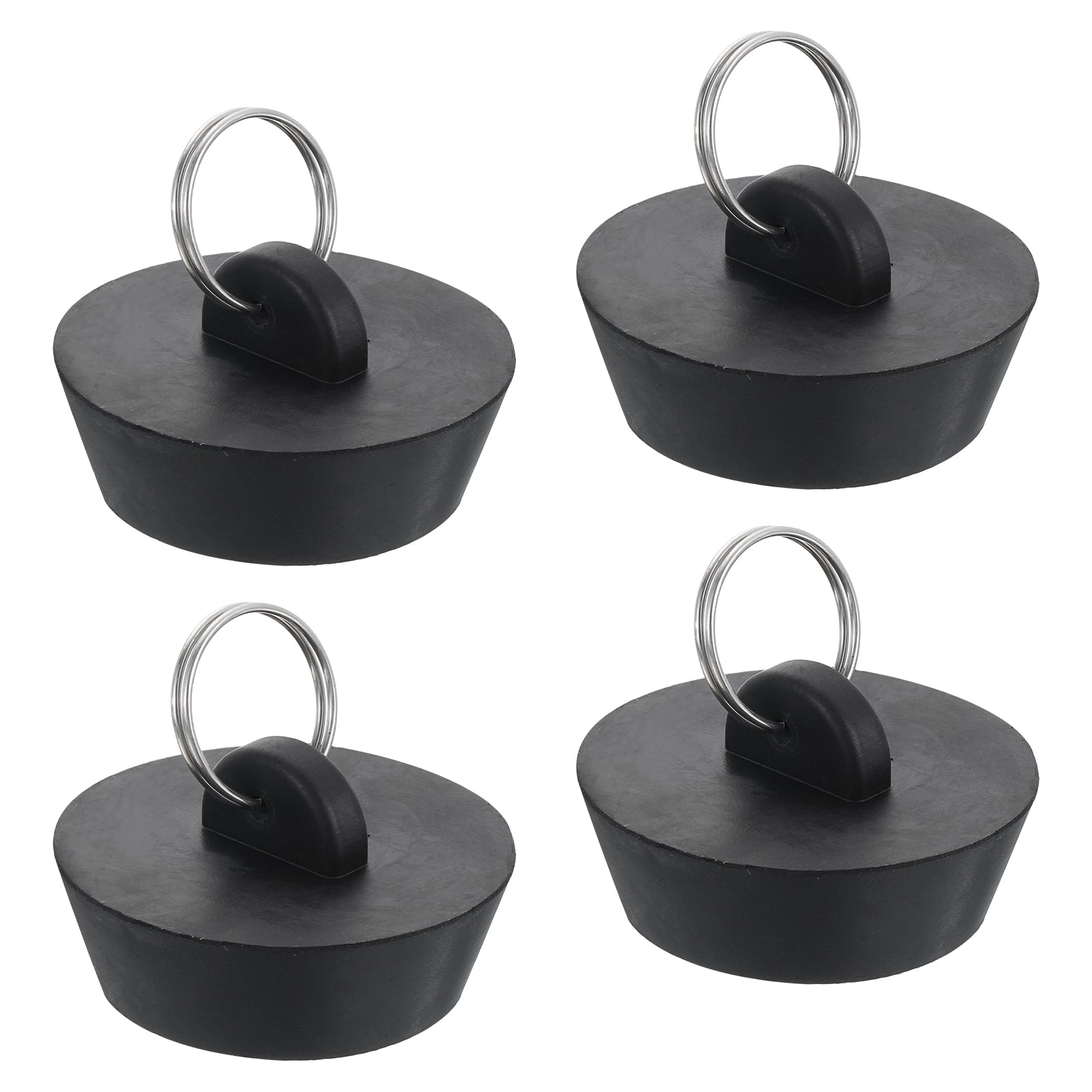 Uxcell 4pcs Rubber Drain Stopper with Hanging Ring Fits 1-1/2 Inch to 1 ...