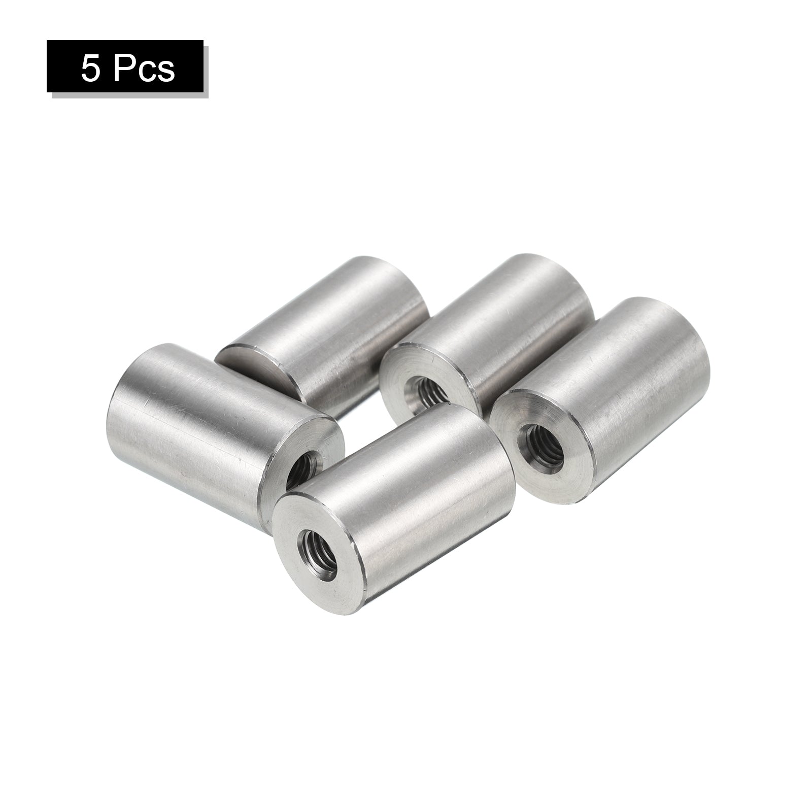 Uxcell 5Pcs Round Connector Nuts, M6x25x16mm Coupling Nut Sleeve Rod ...