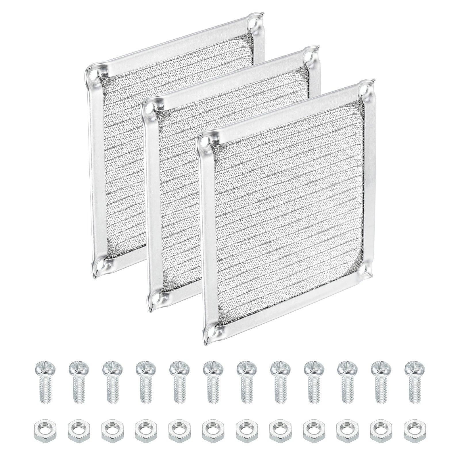 92mm Computer Fan Filter Grill with Screws, 3 Pack Aluminum Frame with ...