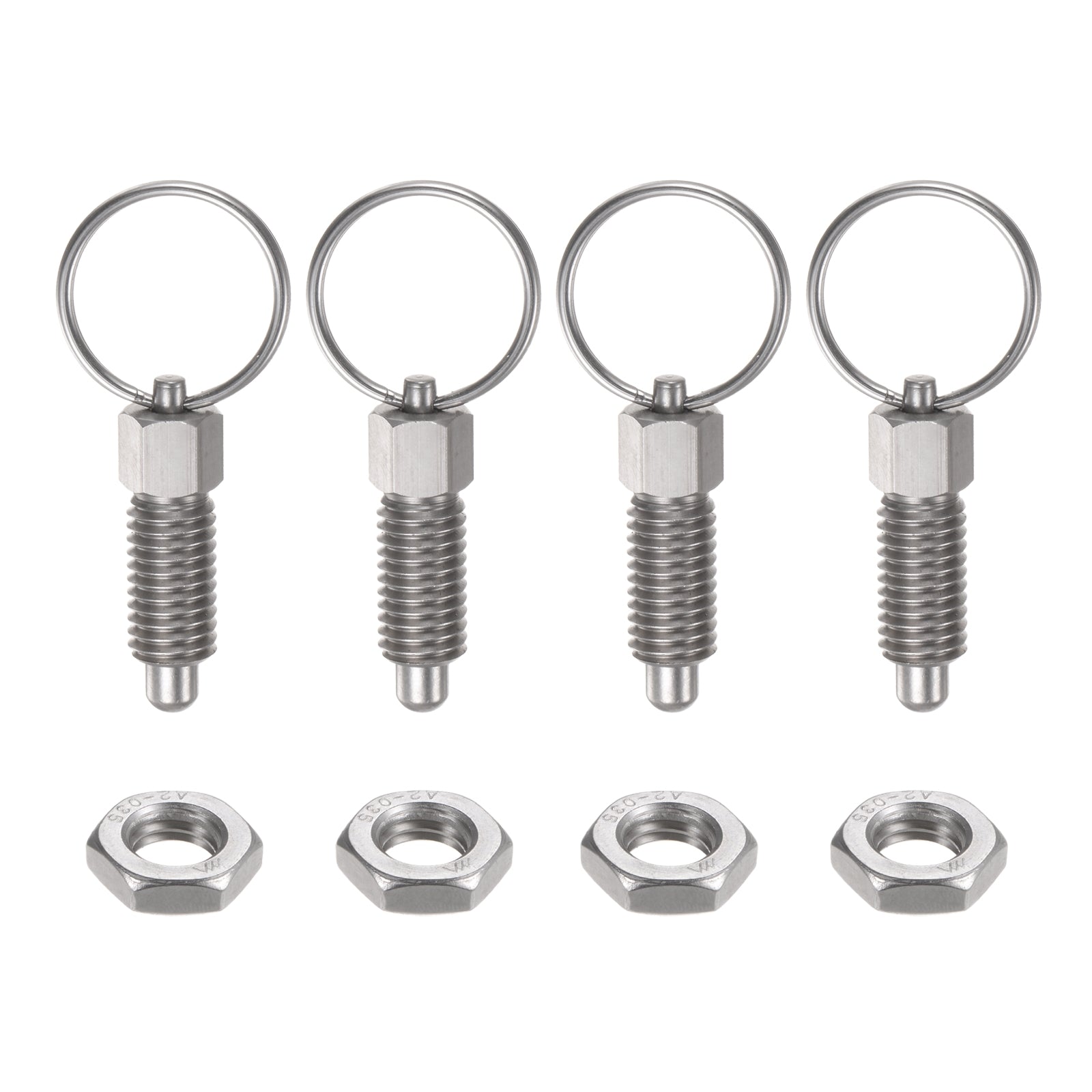 4Pcs Spring Plunger M10*1.5 0.79" Thread Length Pin Dia.6mm Pull Ring ...