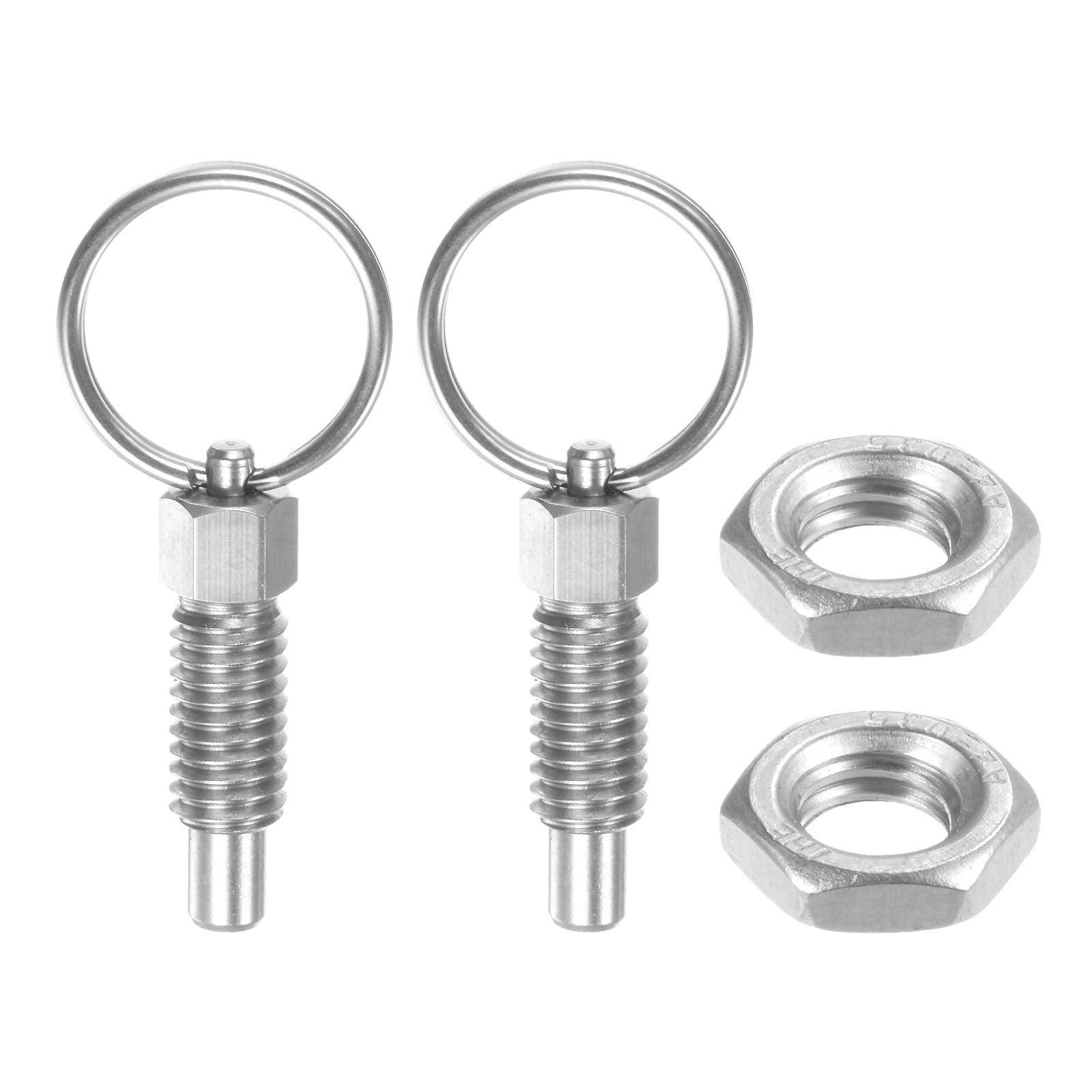 2Pcs Spring Plunger M6*1 0.47" Thread Length Pin Dia.4mm Pull Ring Flat ...