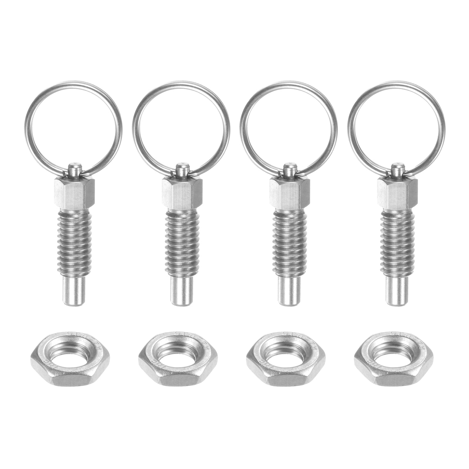 4Pcs Spring Plunger M6*1 0.48" Thread Length Pin Dia.4mm Pull Ring Flat ...