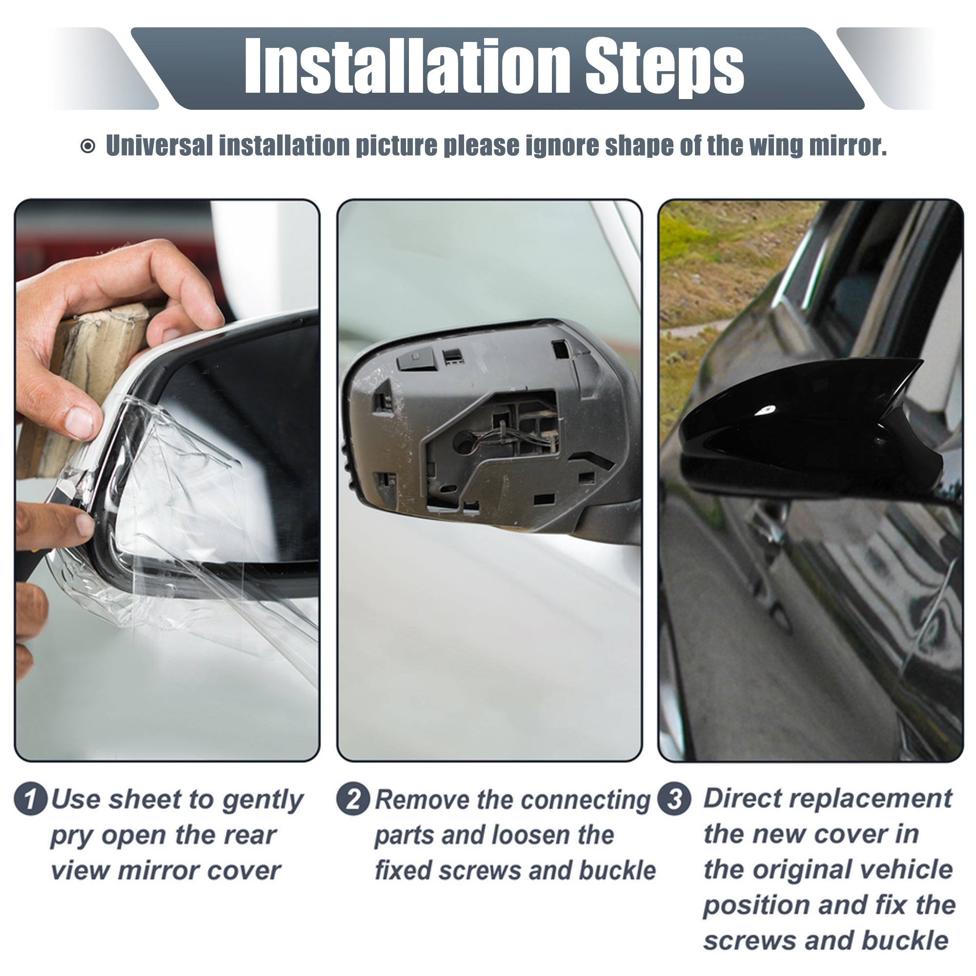 Car Rear View Left Driver Side Mirror Cover Cap Replacement White for ...