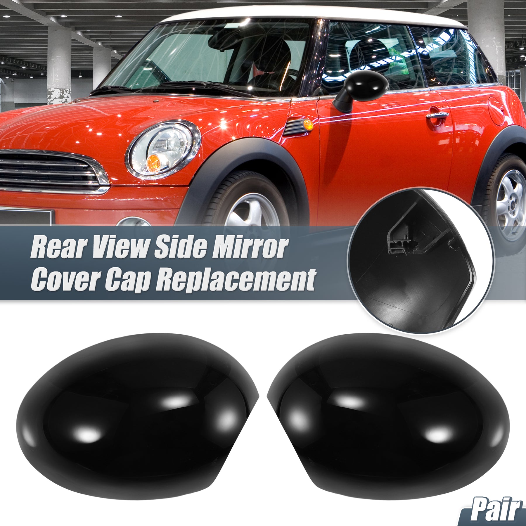 Pair Car Rear View Driver Passenger Side Mirror Cover Cap Replacement ...