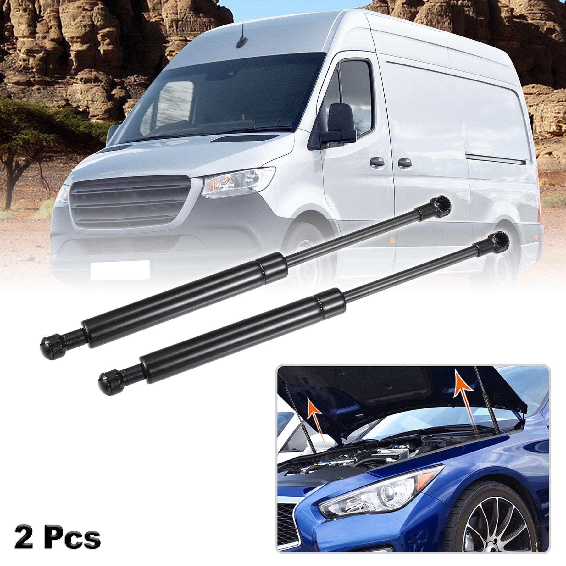 2 Pcs Front Hood Lift Supports Struts Shocks Gas Spring for Mercedes ...