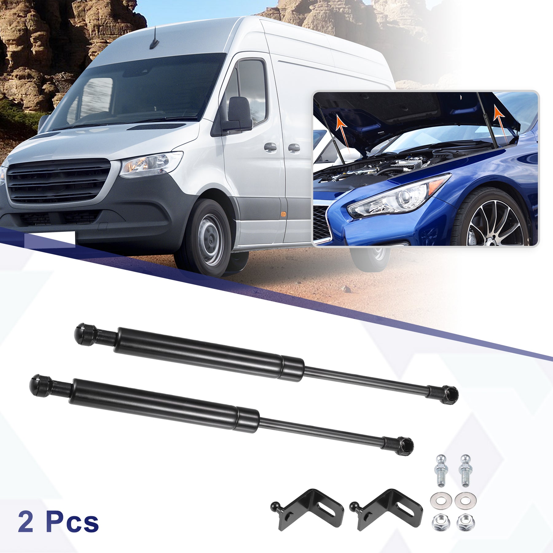 2 Pcs Front Hood Lift Supports Struts Shocks Gas Spring for Mercedes ...