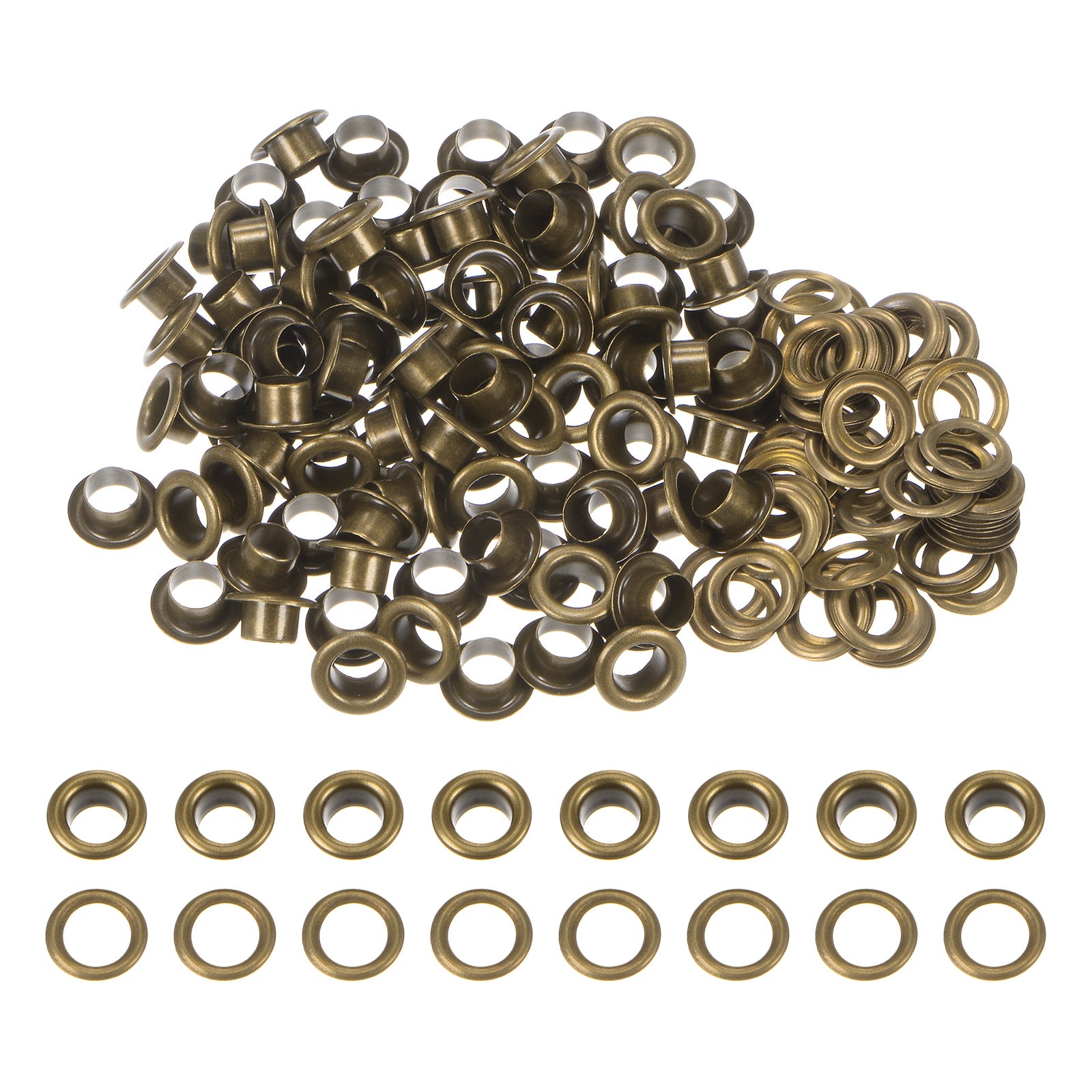 100 Set Round Grommets 6mm Hole Metal Eyelets with Washers, Bronze ...