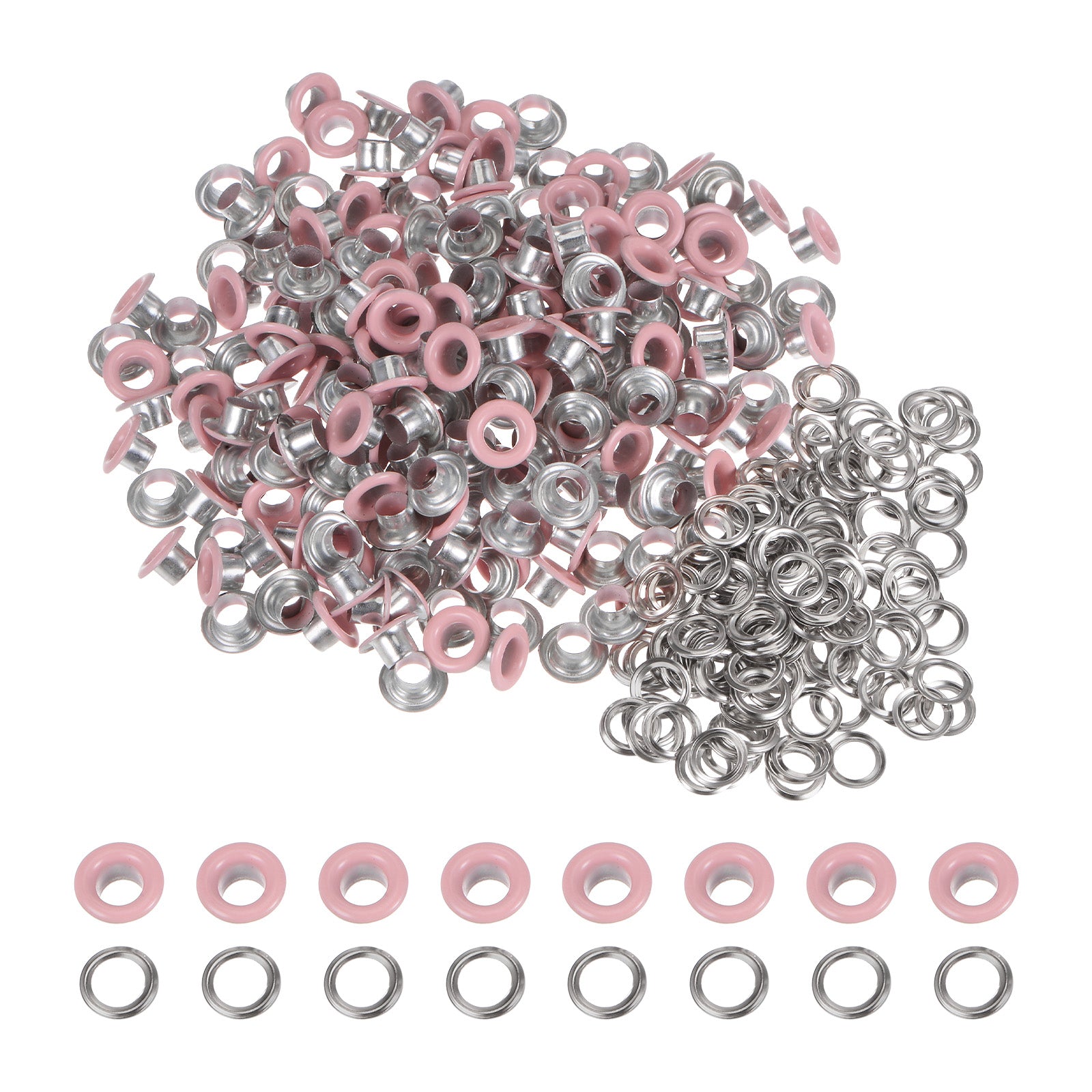 200 Set Round Grommets 5mm Hole Metal Eyelets with Washers, Pink ...