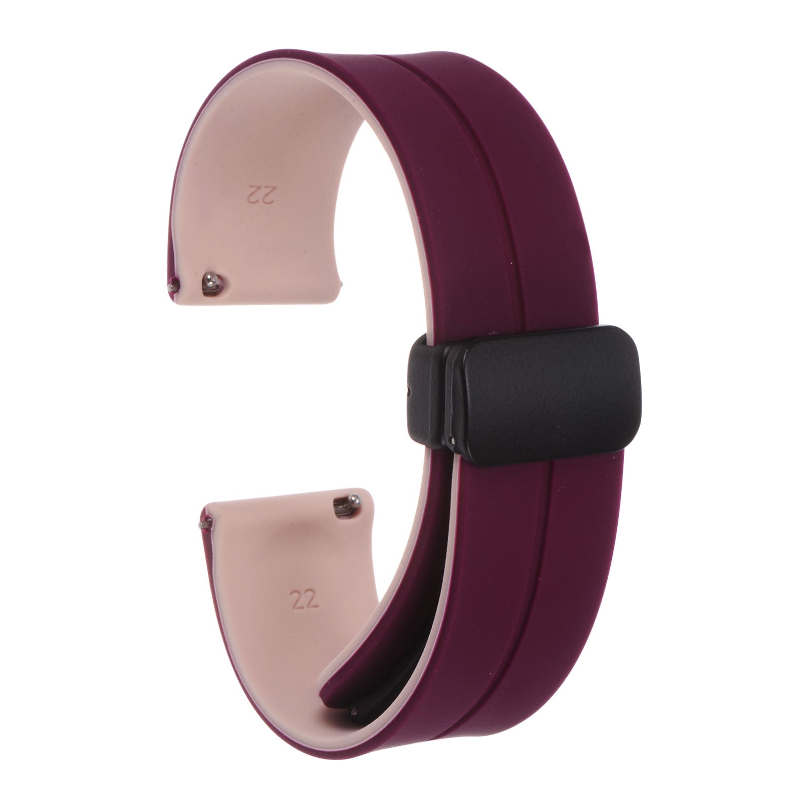22mm Magnetic Silicone Watch Band with Black Folding Buckle, Caramel ...