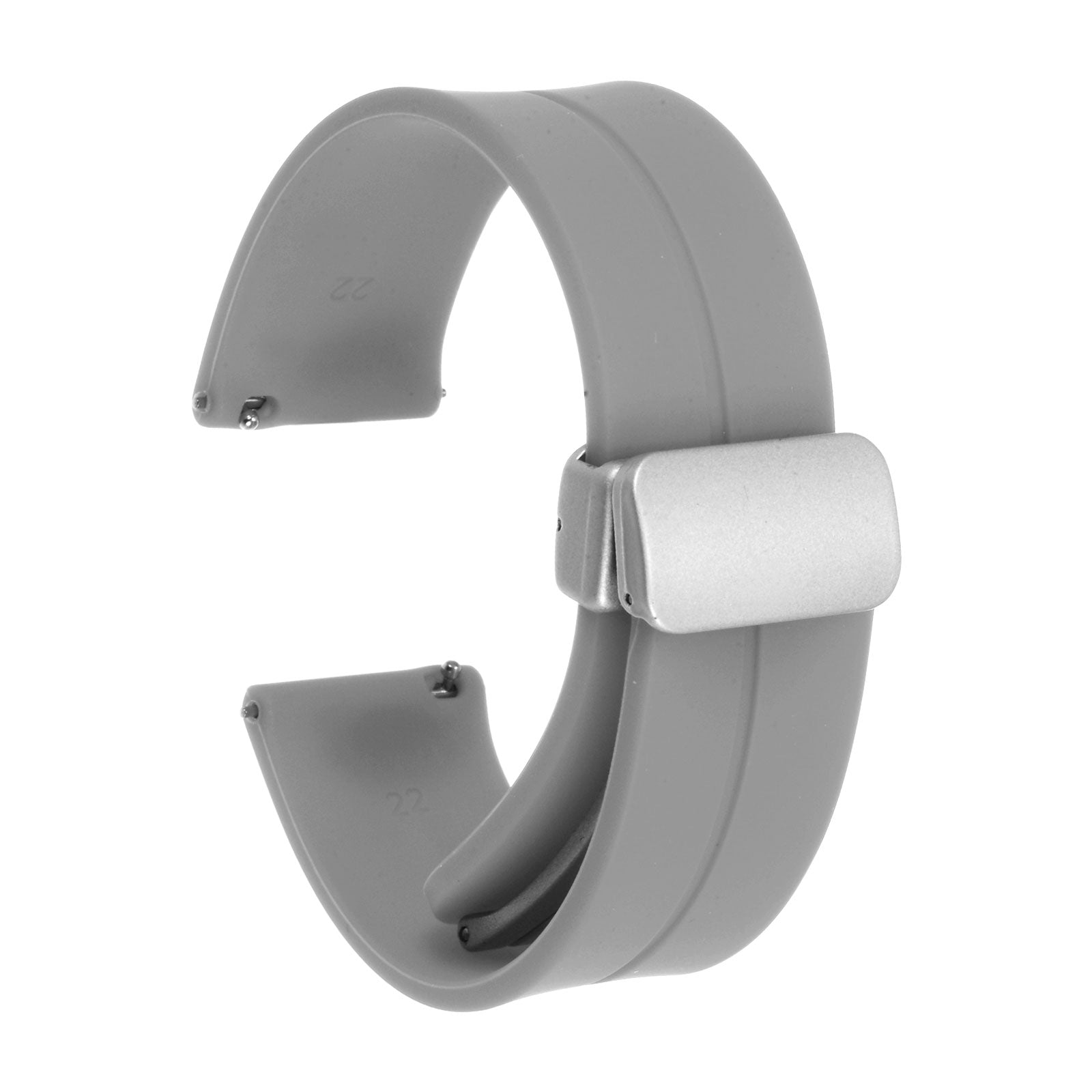 22mm Magnetic Silicone Watch Band with Silver Folding Buckle, Light ...