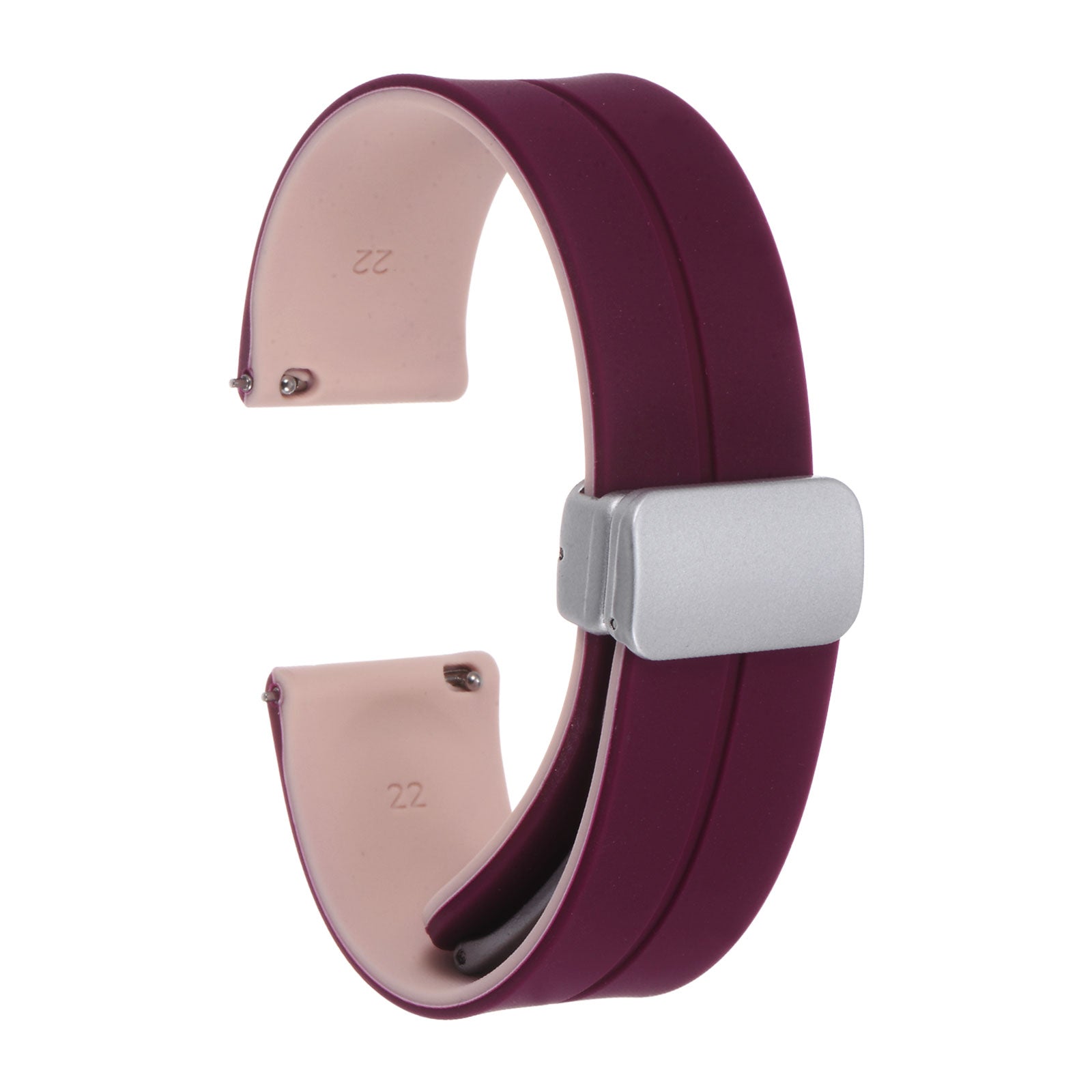 22mm Magnetic Silicone Watch Band with Silver Folding Buckle, Caramel ...