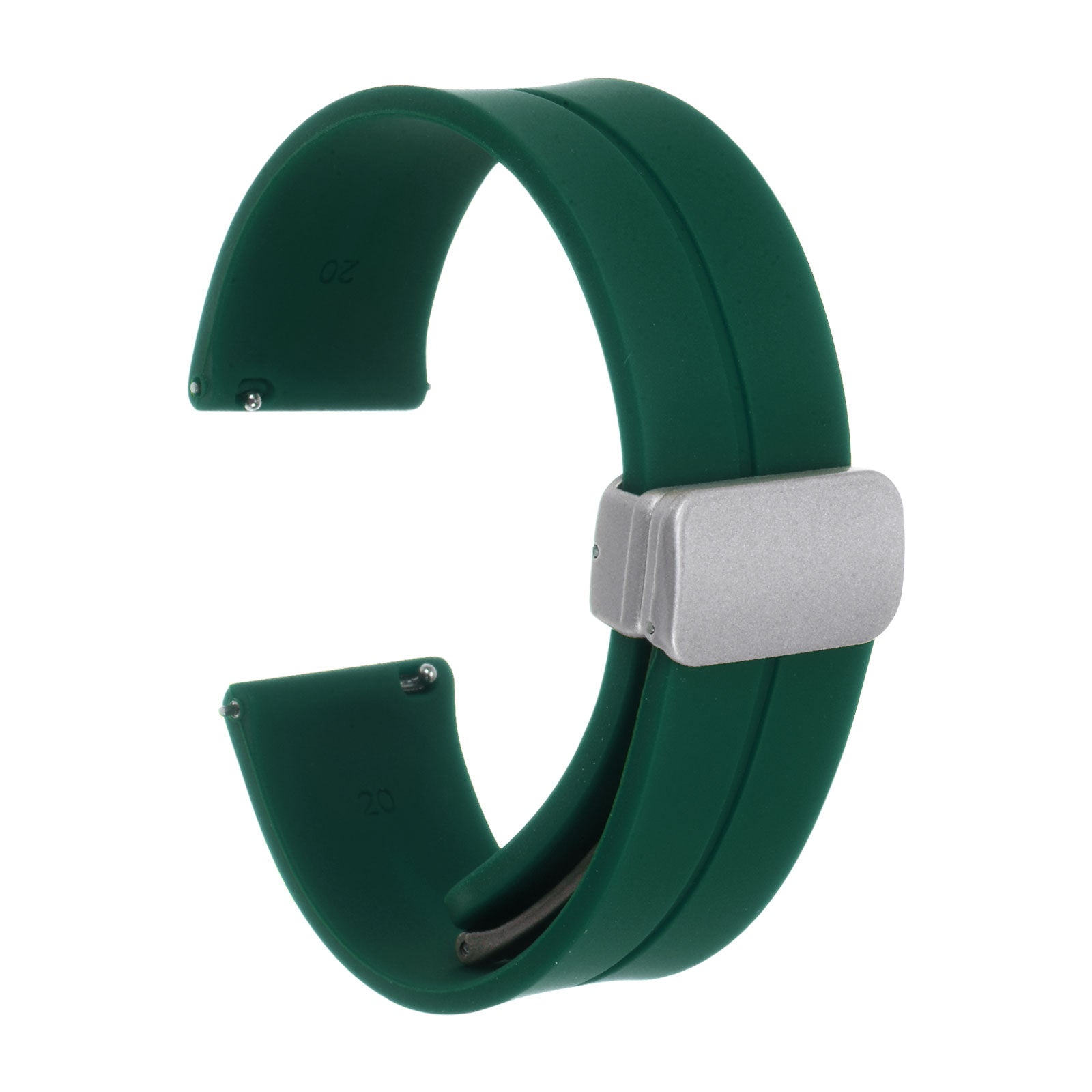 20mm Magnetic Silicone Watch Band with Silver Folding Buckle, Navy ...