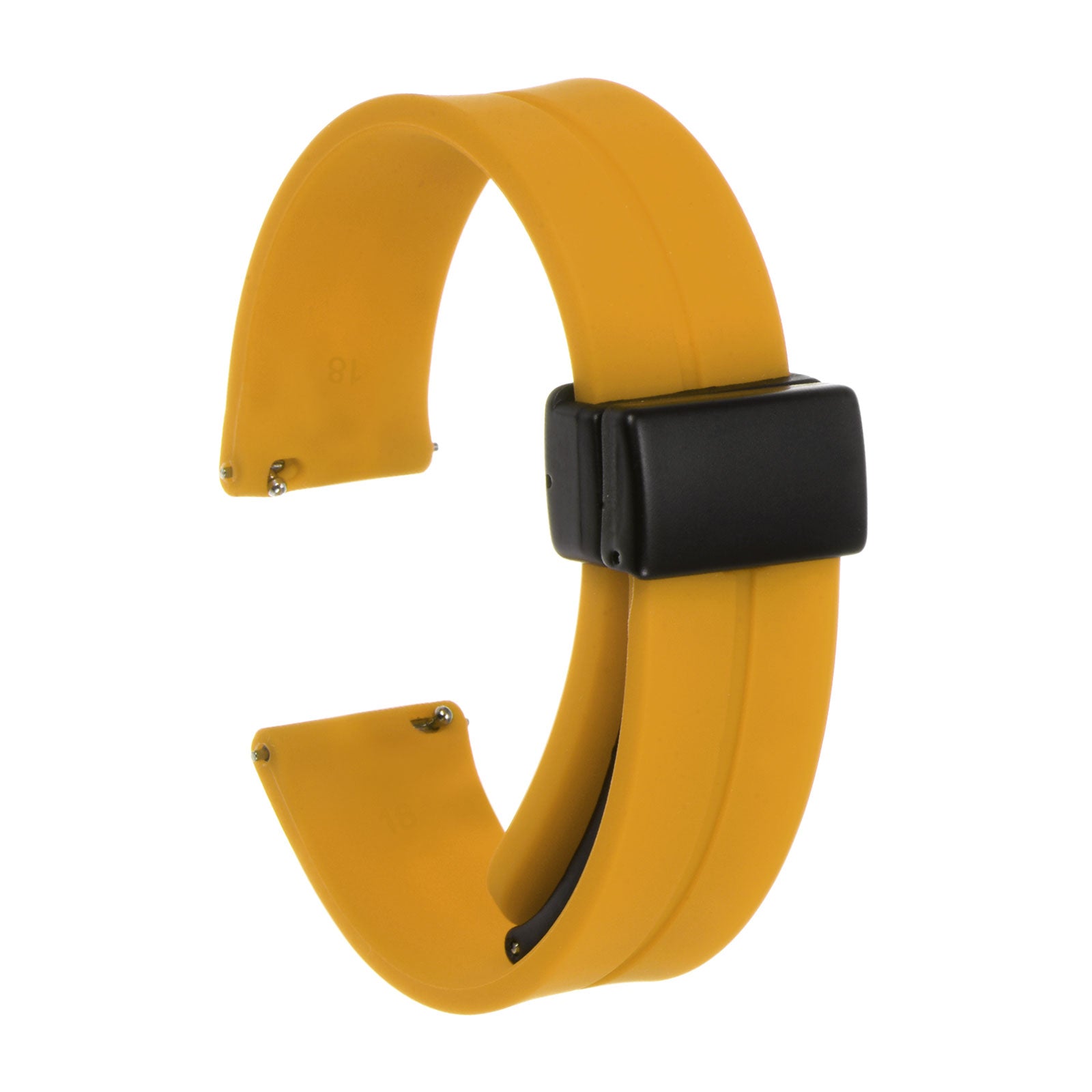 18mm Magnetic Silicone Watch Band with Black Folding Buckle, Yellow ...