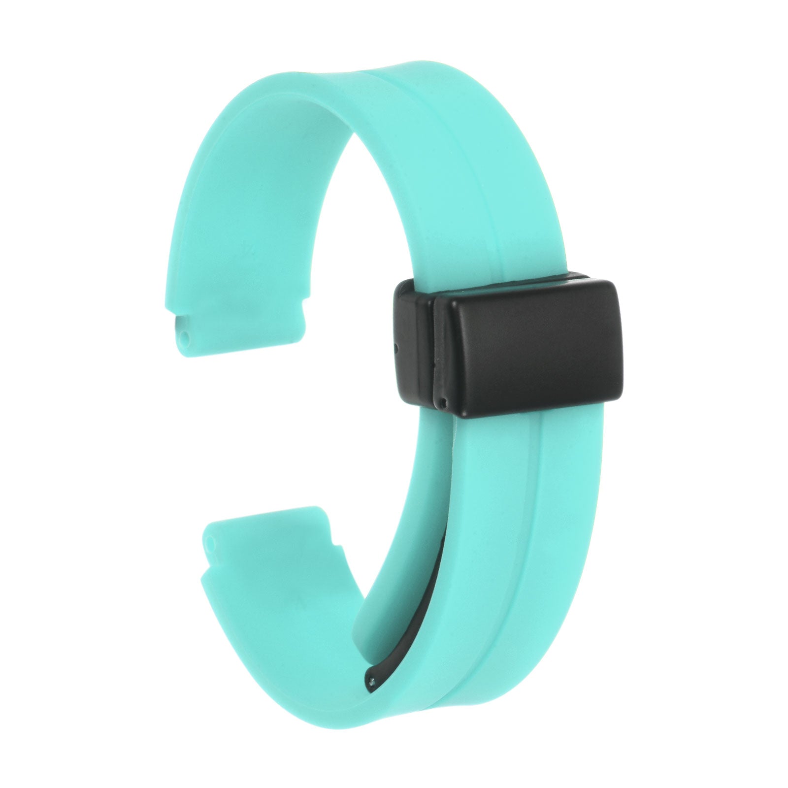 14mm Magnetic Silicone Watch Band with Black Folding Buckle, Mint Green ...