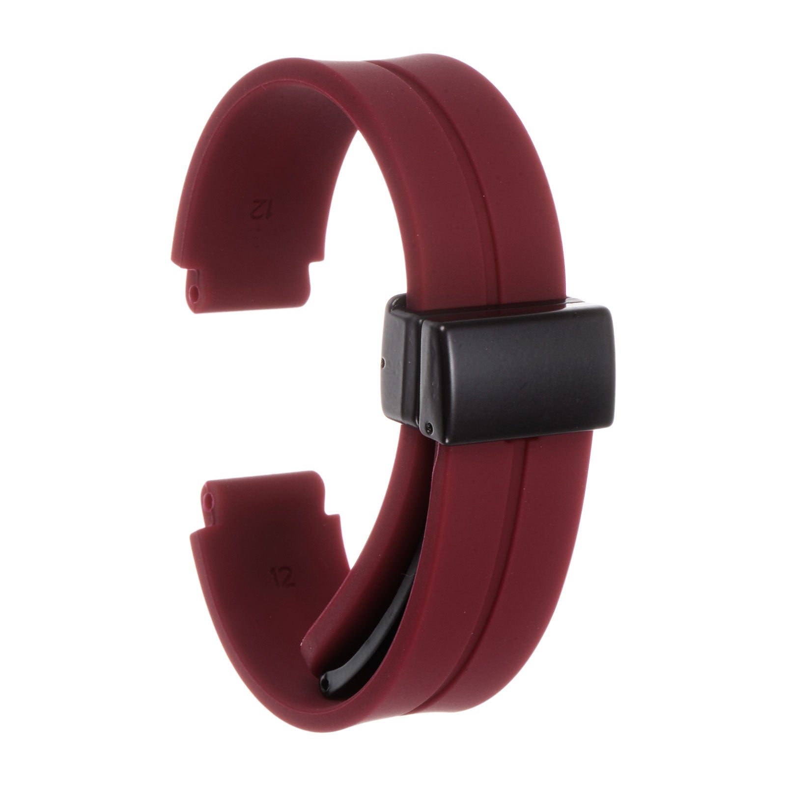 12mm Magnetic Silicone Watch Band with Black Folding Buckle, Caramel ...