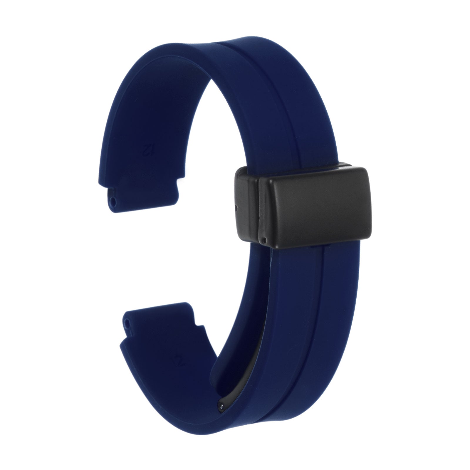 12mm Magnetic Silicone Watch Band with Black Folding Buckle, Deep Blue ...
