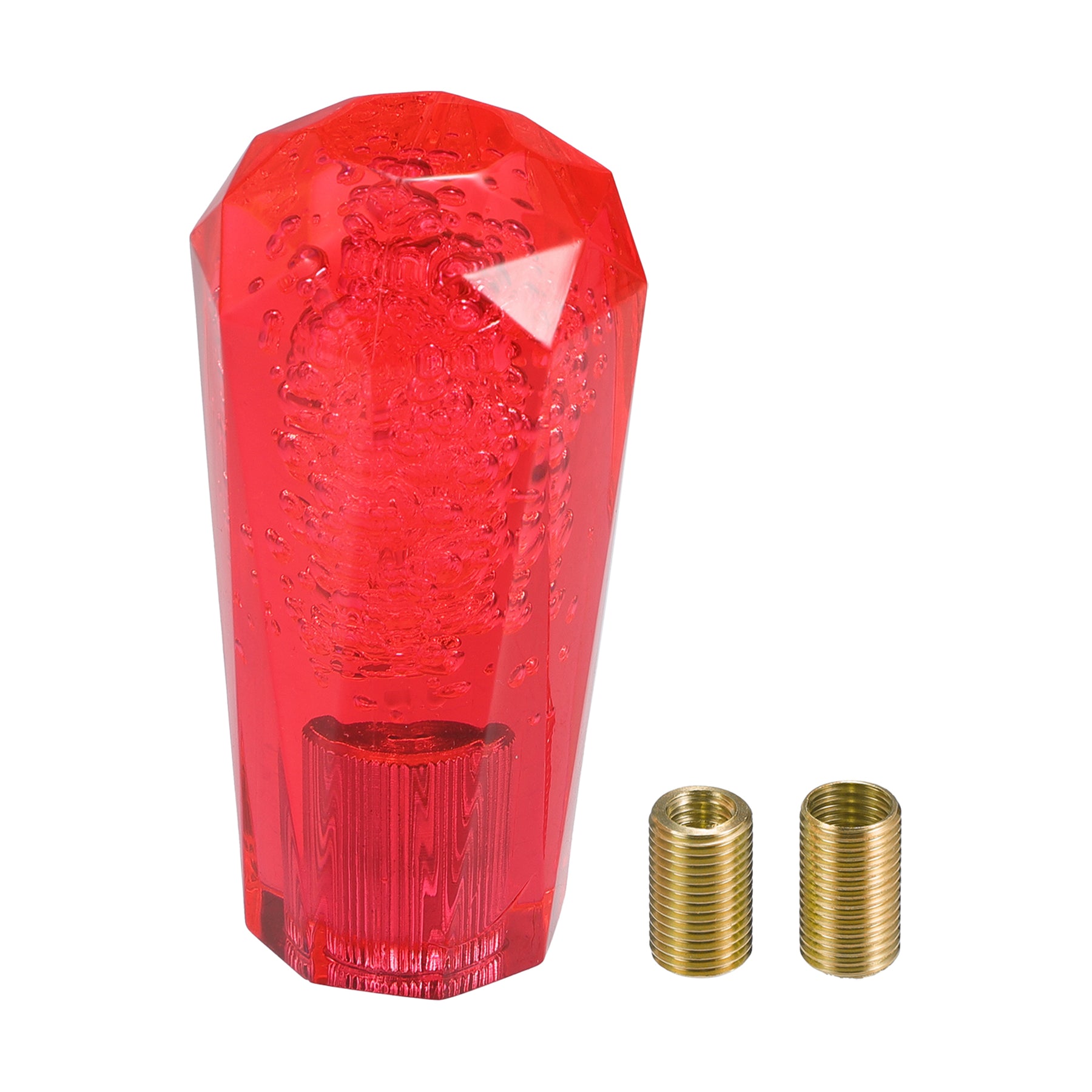 10cm Faux Crystal Automatic Manual Shift Knob w/ 2 Adapter Acrylic Red ...