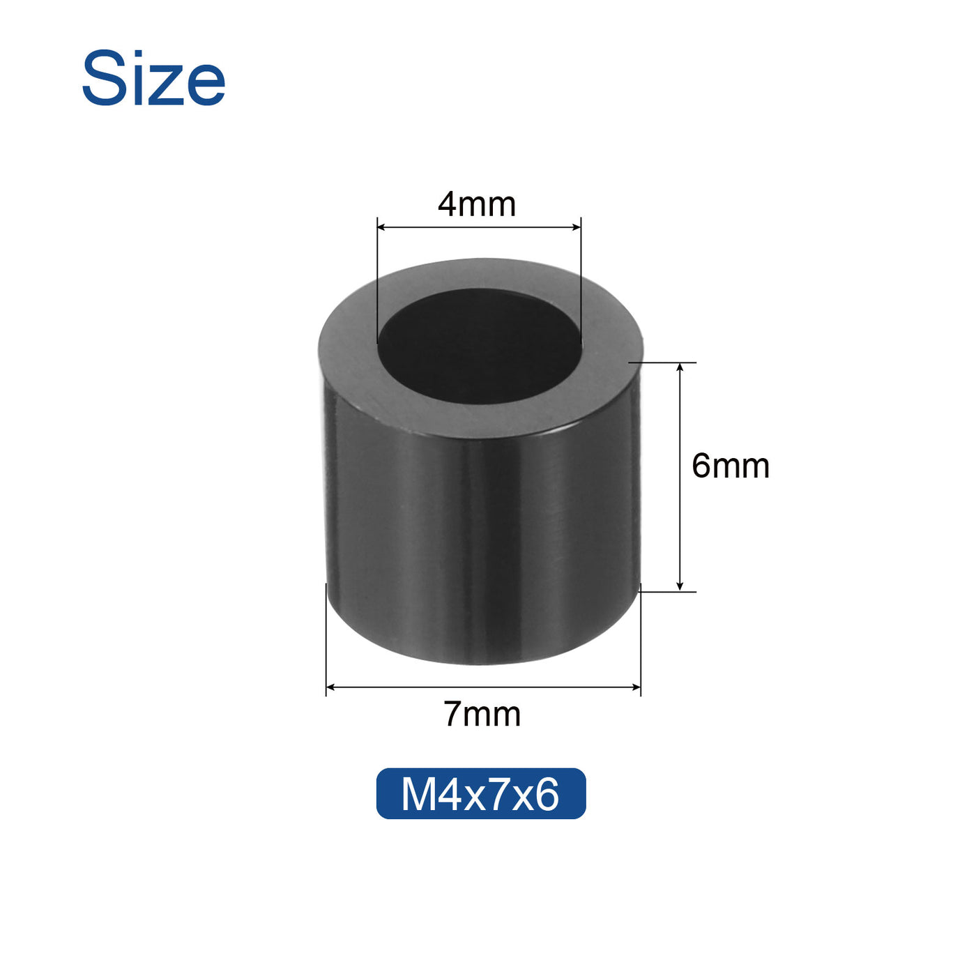 Uxcell 100pcs Nylon Round Spacers 4mm ID, 7mm OD, 6mm Height Screws ...