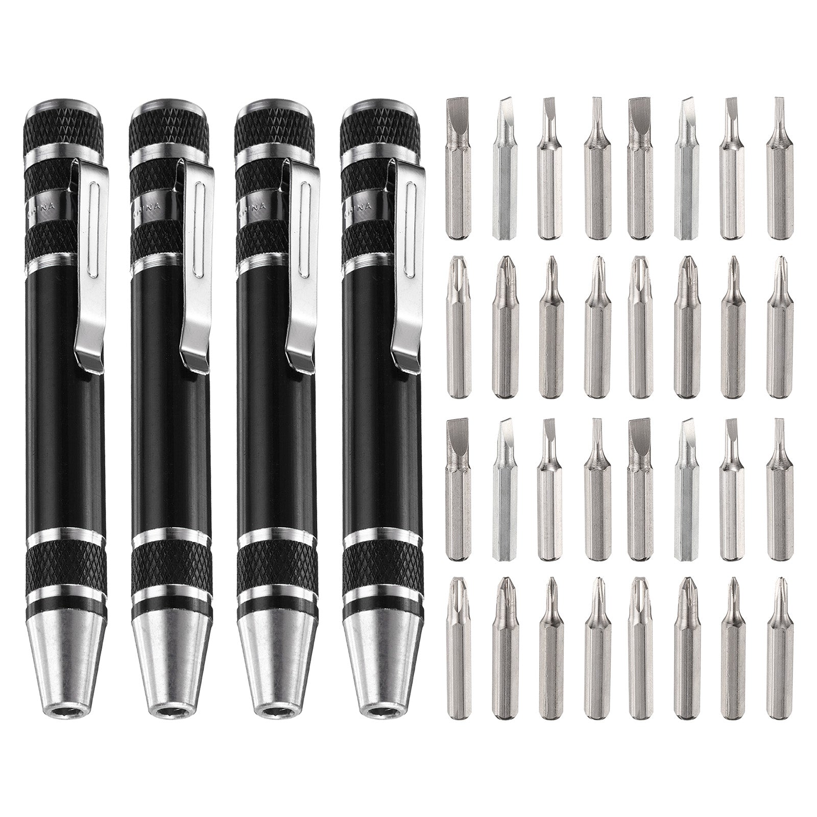 4pcs 8 in 1 Magnetic Pocket Pen Screwdriver with Phillips Flat Head ...