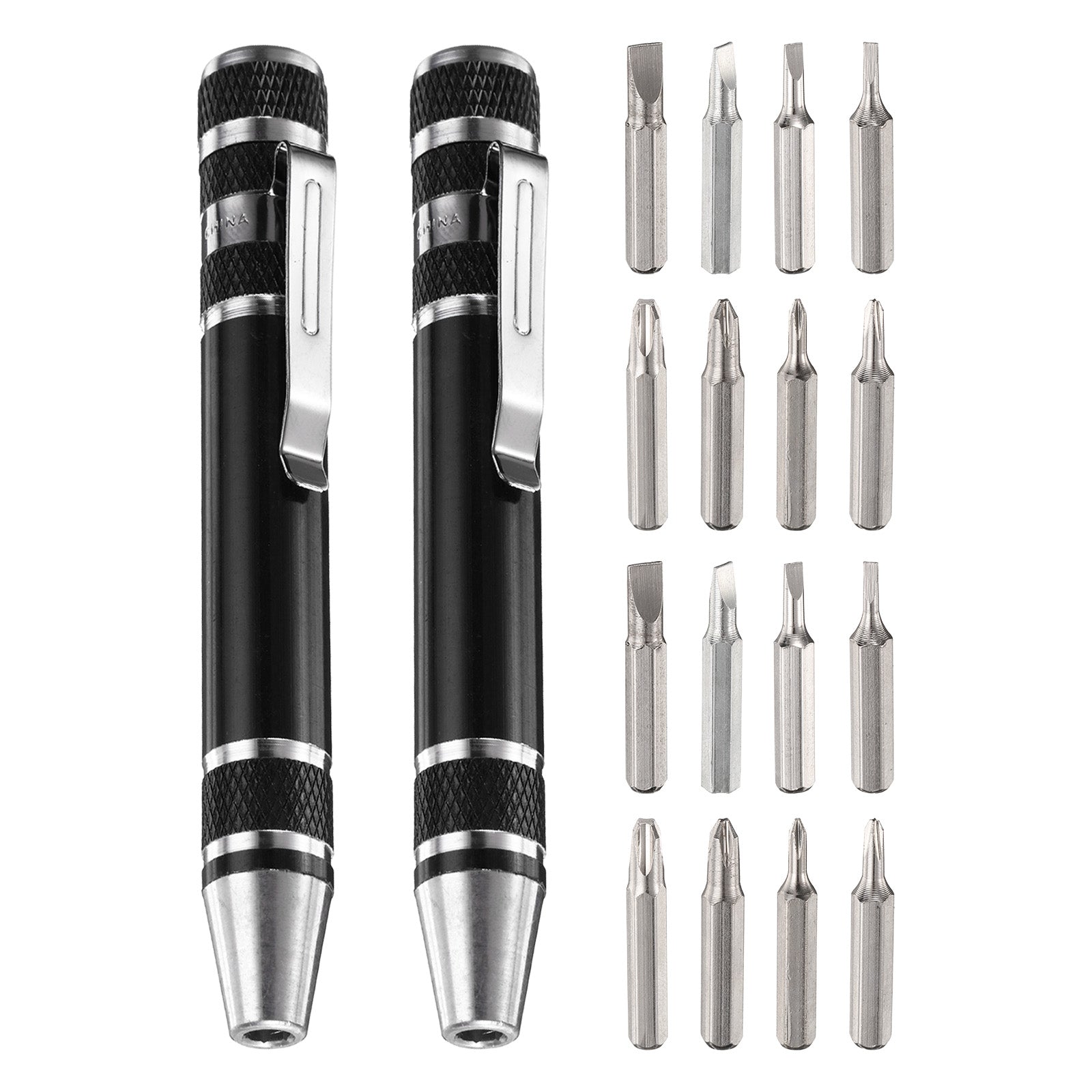 2pcs 8 in 1 Magnetic Pocket Pen Screwdriver with Phillips Flat Head ...