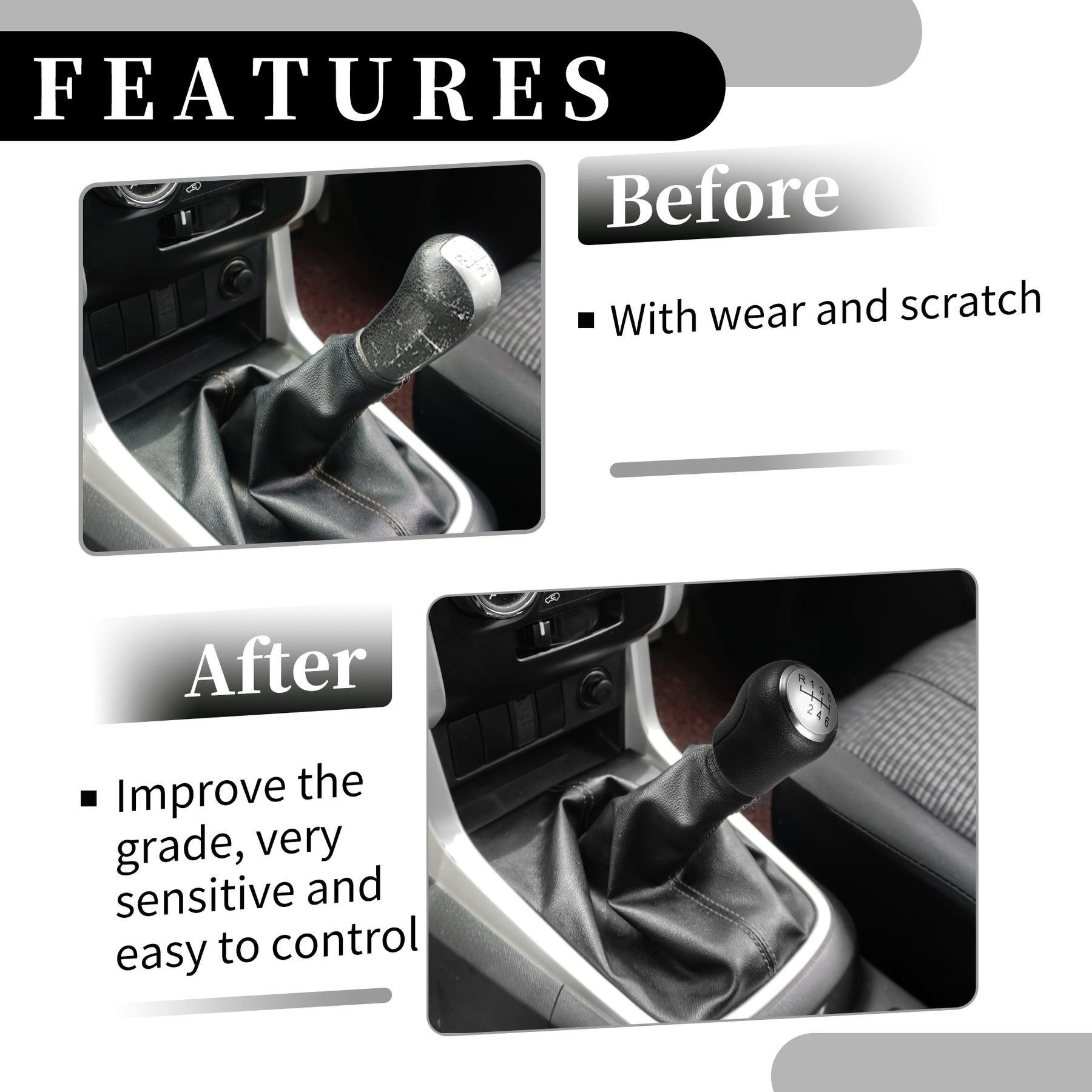 6 Speed Manual Gear Shifter Knob - Car Gearbox Stick Shifter Lever Knob ...