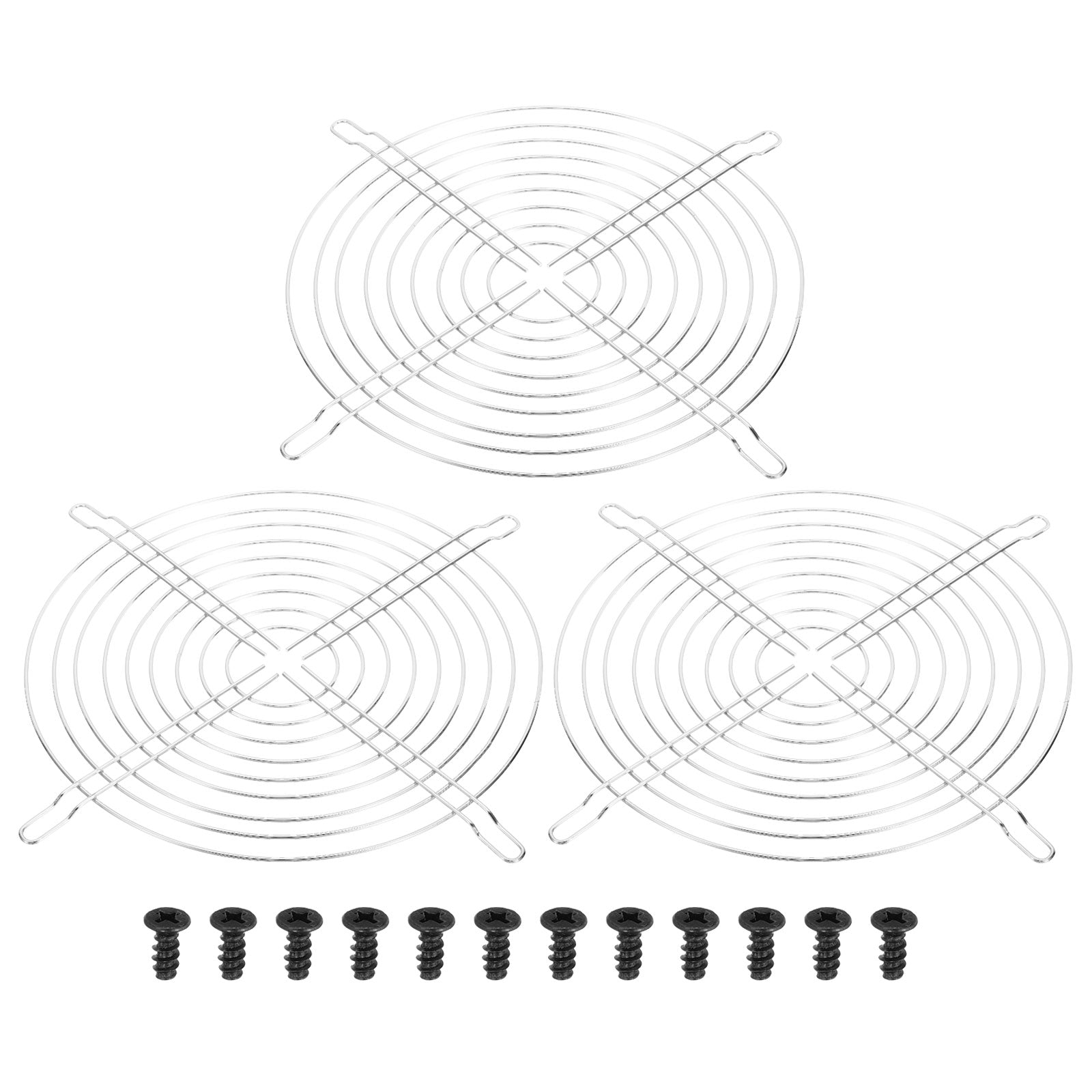 200mm Fan Grill with Screws, 3 Pack Chrome Plated Iron Frame Ventilator ...