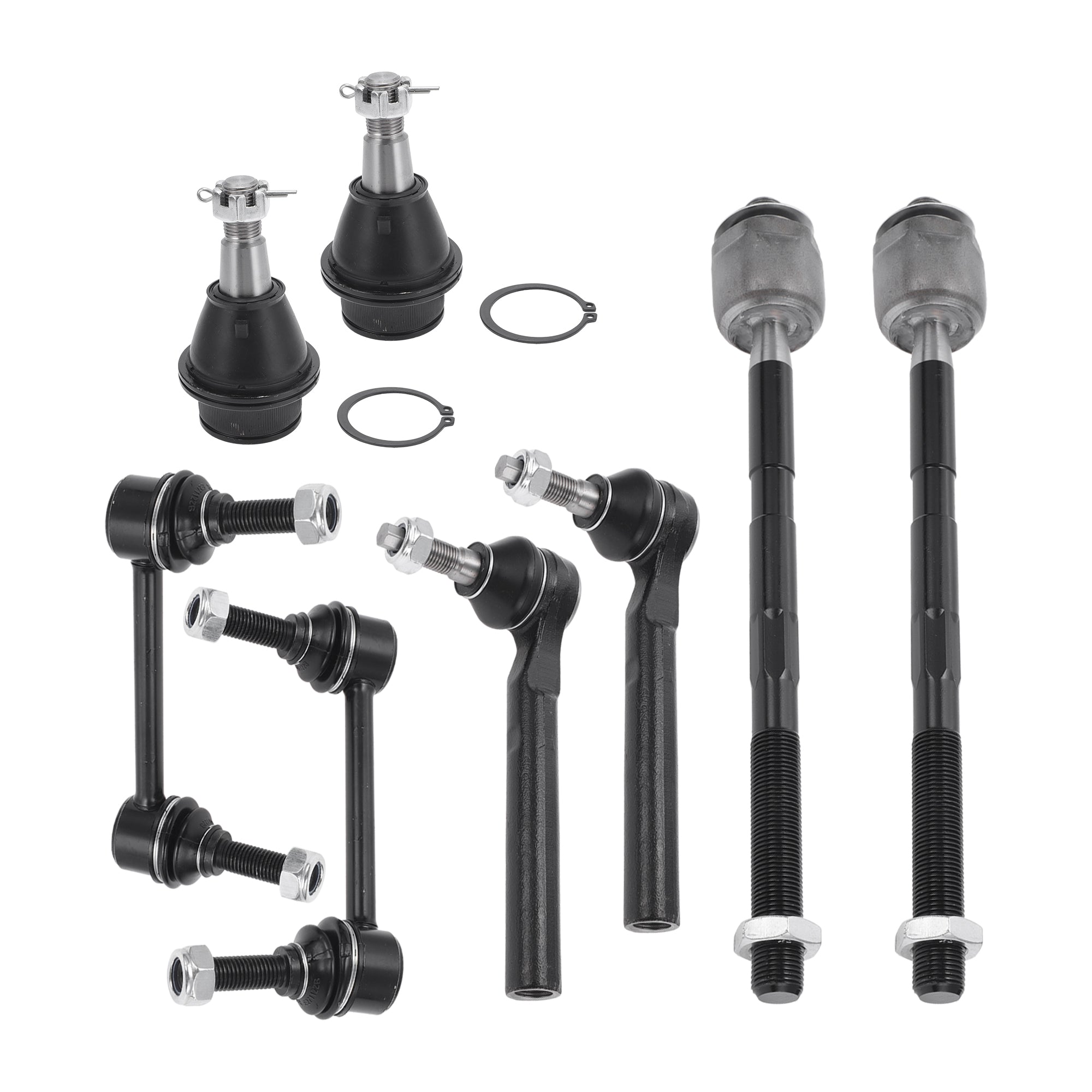 8 Pcs Front Suspension Kit Inner Outer Tie Rod Ends Front Sway Bar Link ...