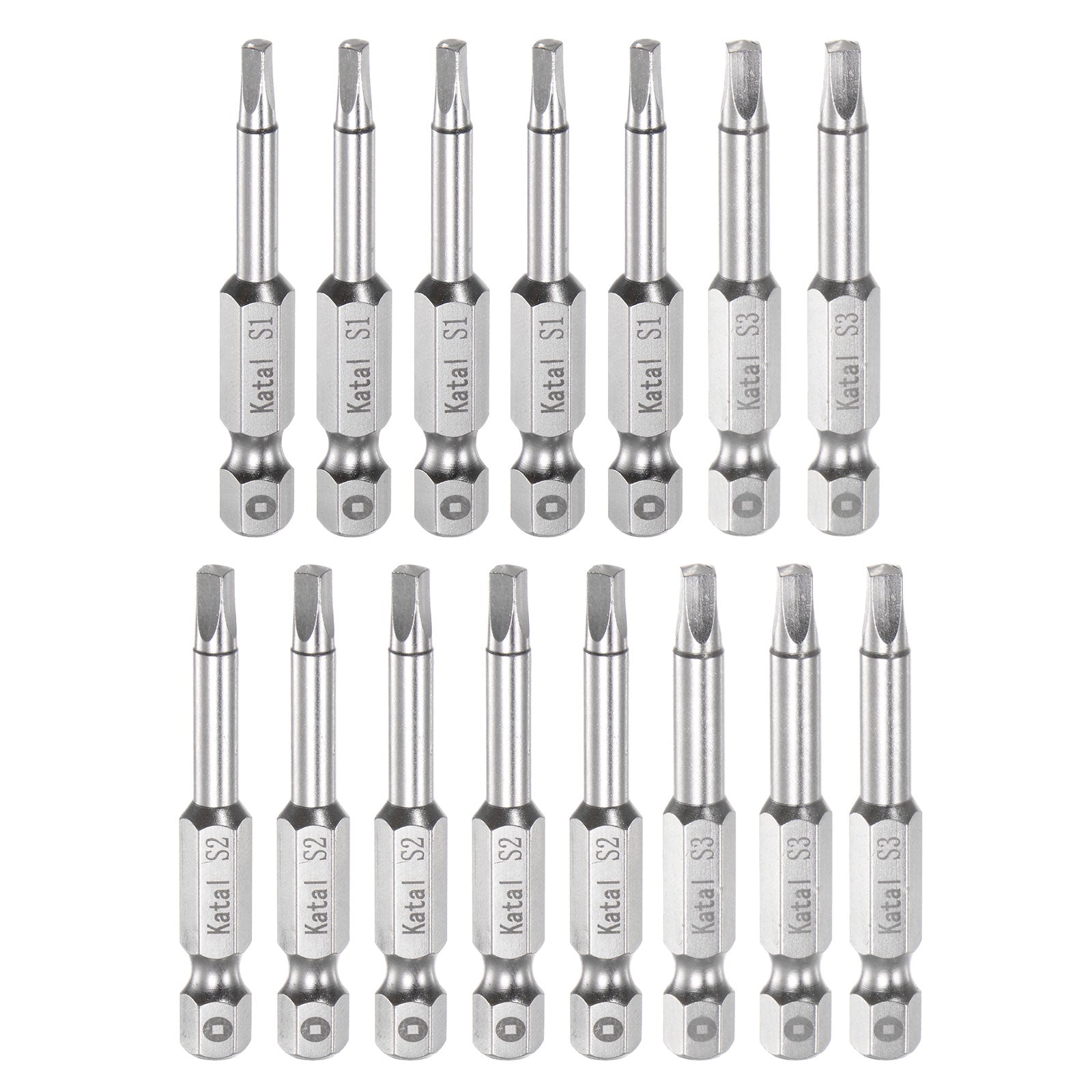15pcs S1 S2 S3 Magnetic Square Screwdriver Bit 1/4" Hex Shank 2" Length ...