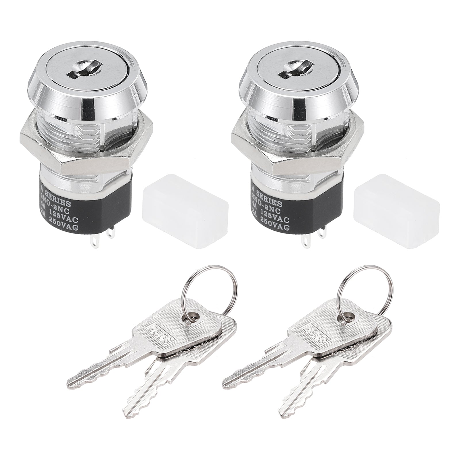 Uxcell 2Pcs 19mm 2 Positions 2NO 2NC Electric Key Lock Push Button ...