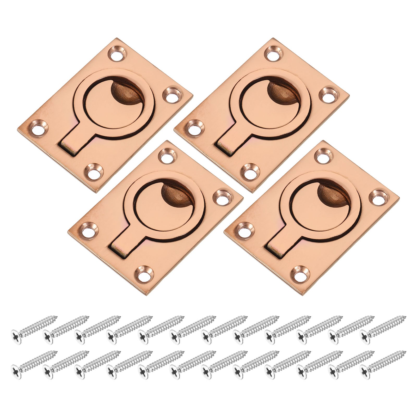 Uxcell 4Pcs Flush Ring Pull, 2.48"x1.73" Square Recessed Door Pull with ...