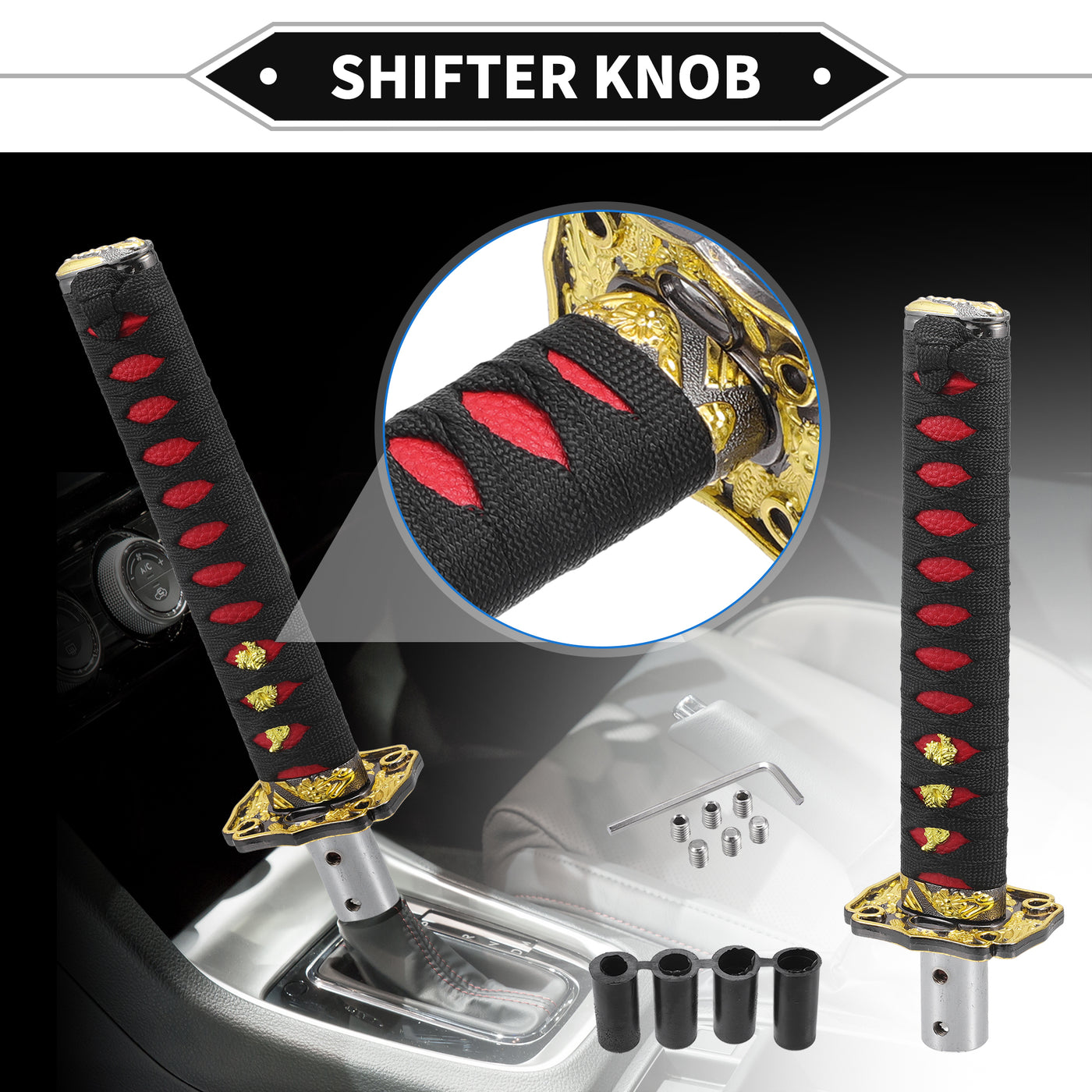 Gear Shifter Knob Kit, 25cm Stick Shifter Lever Knob Universal for ...
