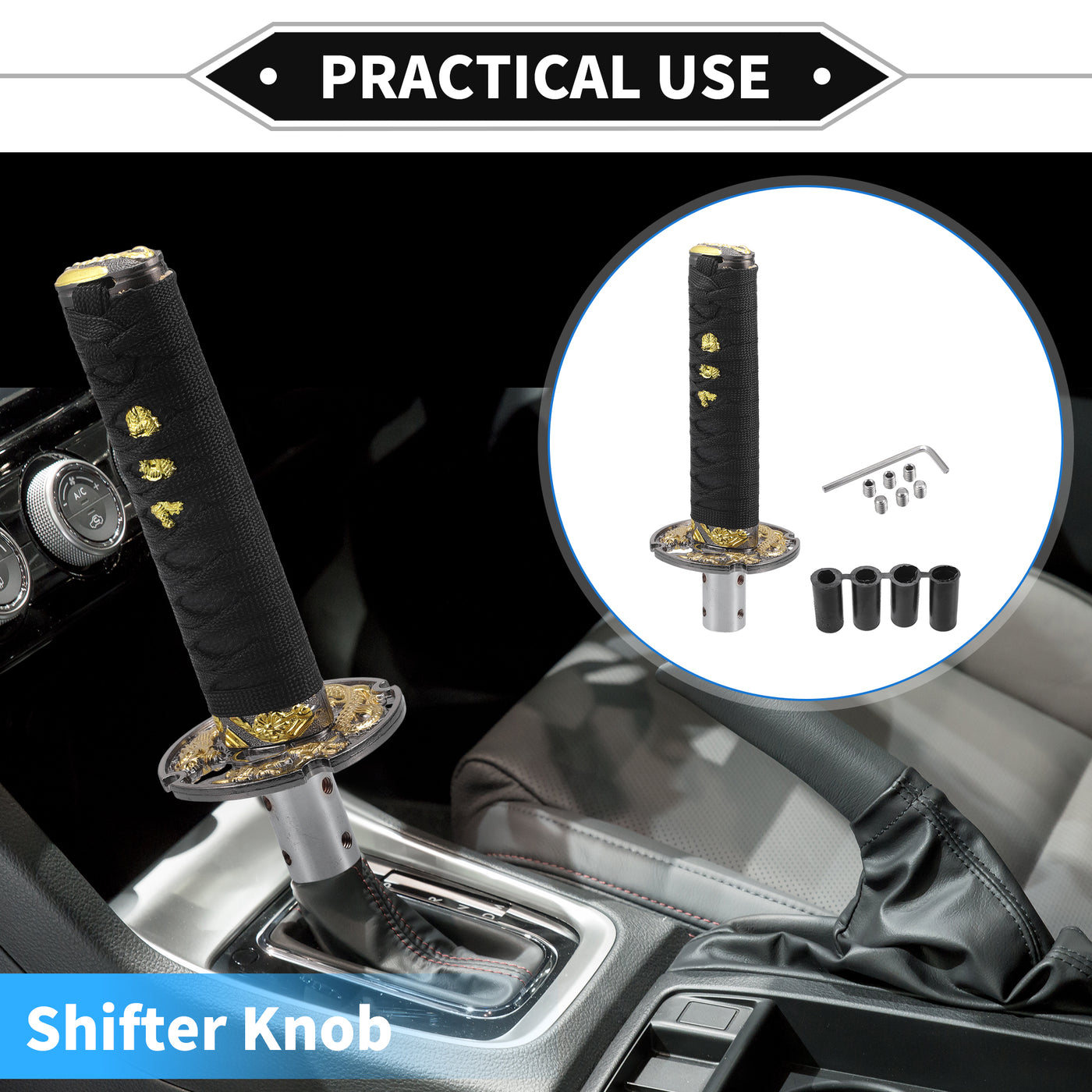 Gear Shifter Knob Kit, 20cm Stick Shifter Lever Knob Universal for ...