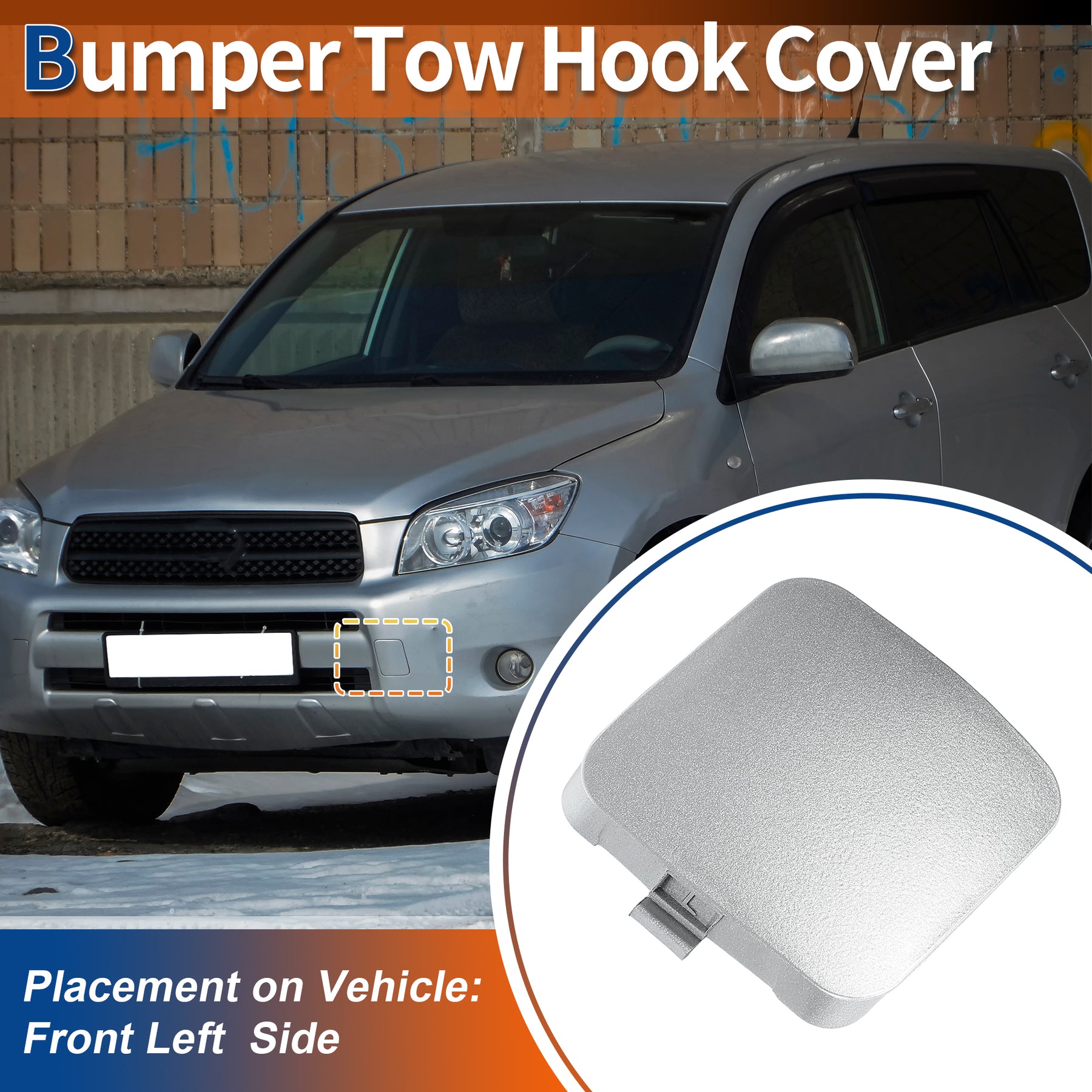 Front Left Driver Side Car Bumper Tow Hook Cover Tow Cover Cap Silver ...
