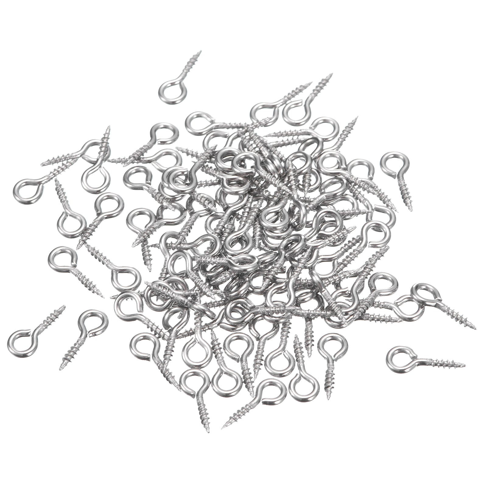 Uxcell 100Pcs 304 Stainless Steel 10x4mm Small Eye Screws Mini Eye Pins ...