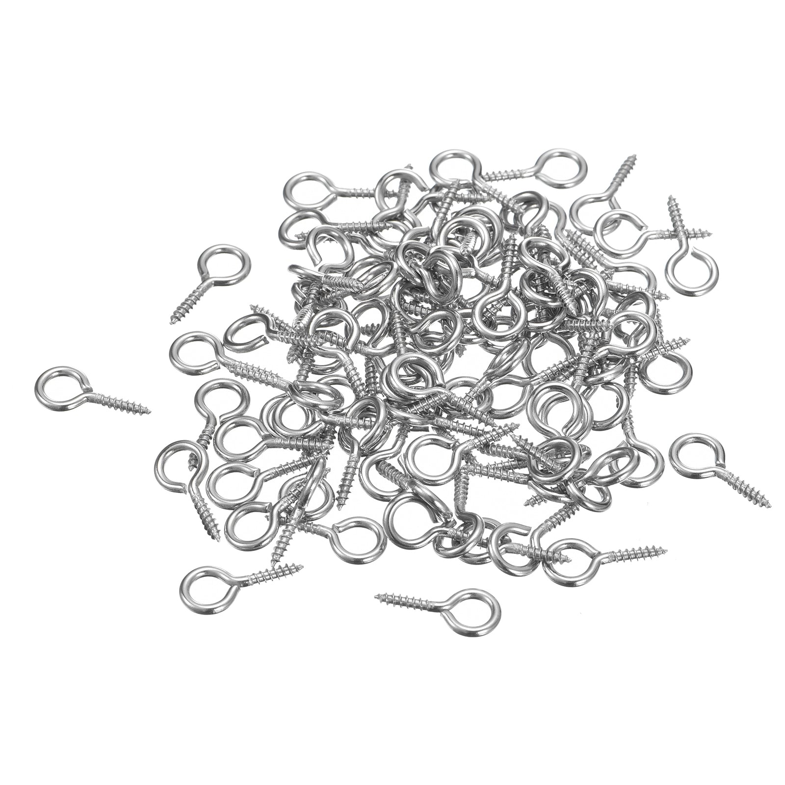 Uxcell 120Pcs 304 Stainless Steel 15x7mm Small Eye Screws Mini Eye Pins ...