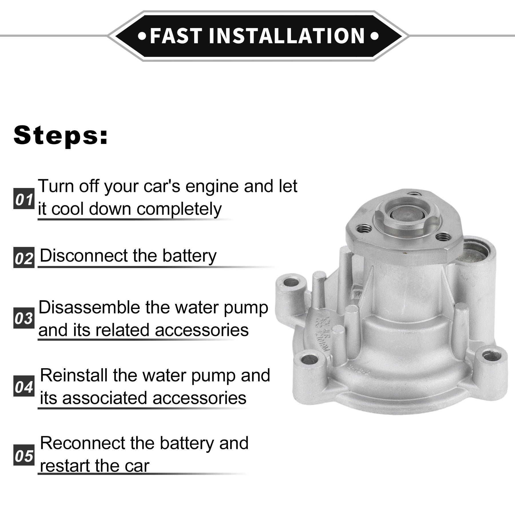 Water Pump Compatible for VW Eos 2006-2008 for VW Golf 2004-2008 ...