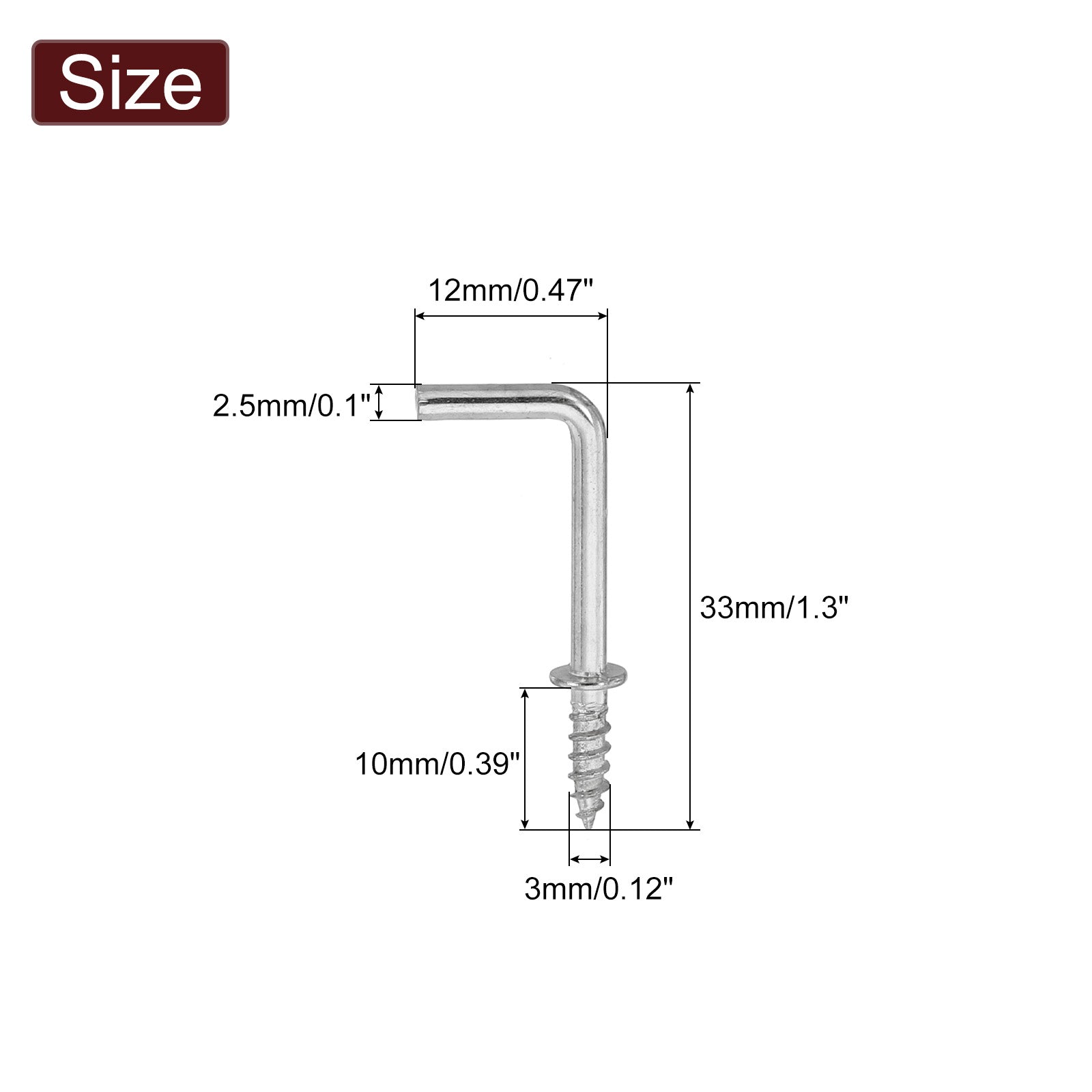 Uxcell Right Angle Hooks, 40Pcs 7/8" L Shaped Screw Hooks Screw in ...