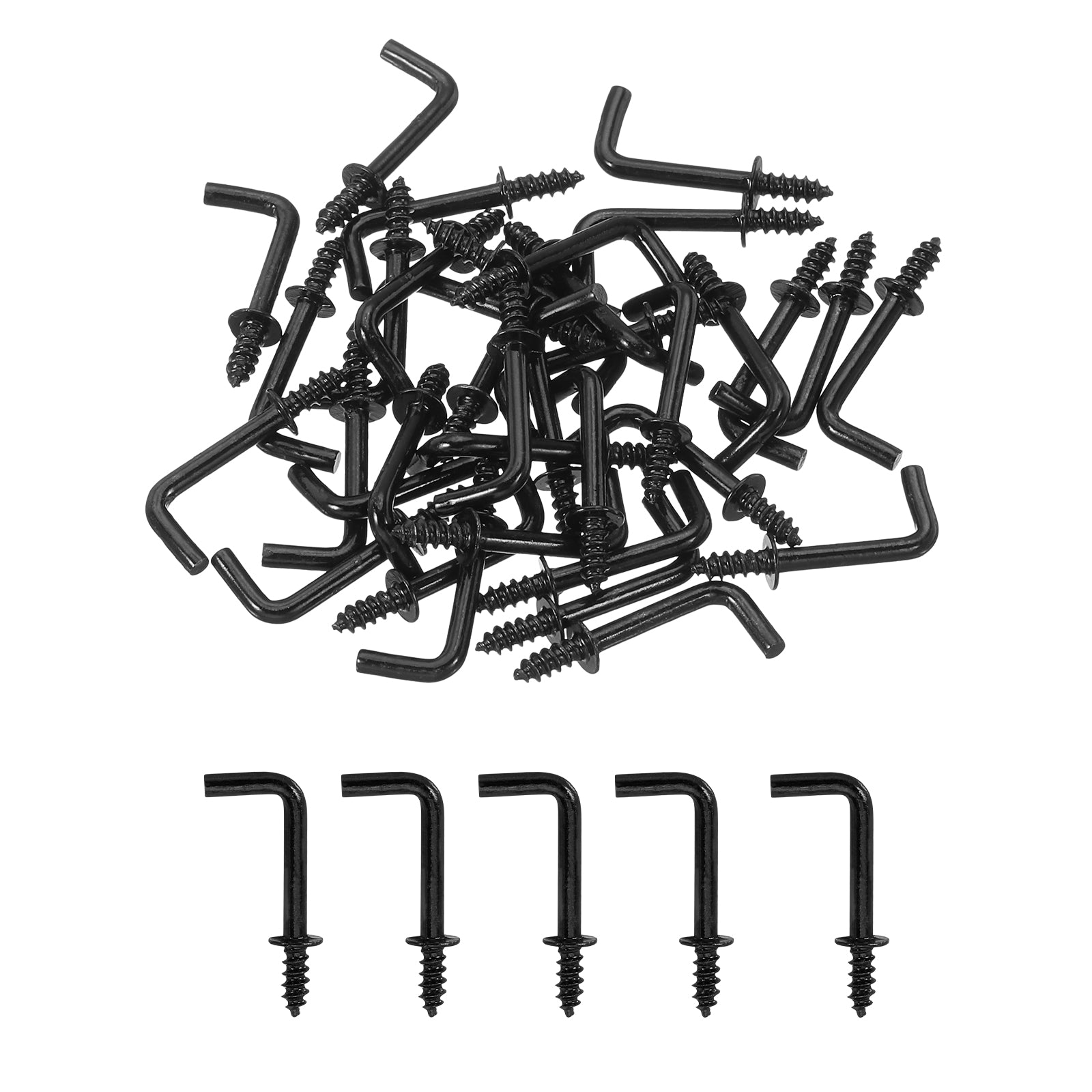 Uxcell Right Angle Hooks, 100Pcs 1/2" L Shaped Screw Hooks Screw in ...