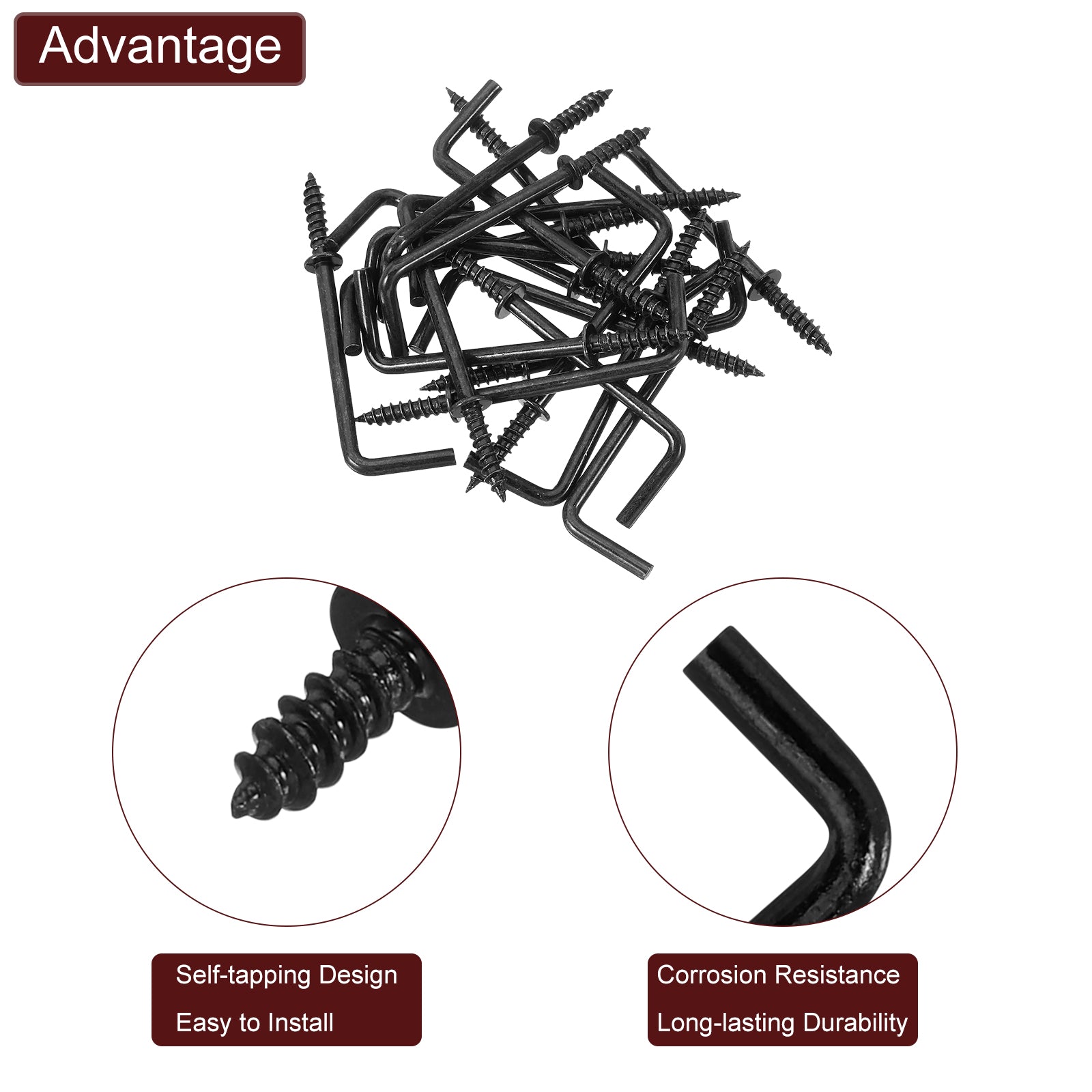 Uxcell Right Angle Hooks, 20Pcs 2" L Shaped Screw Hooks Screw in Hooks ...