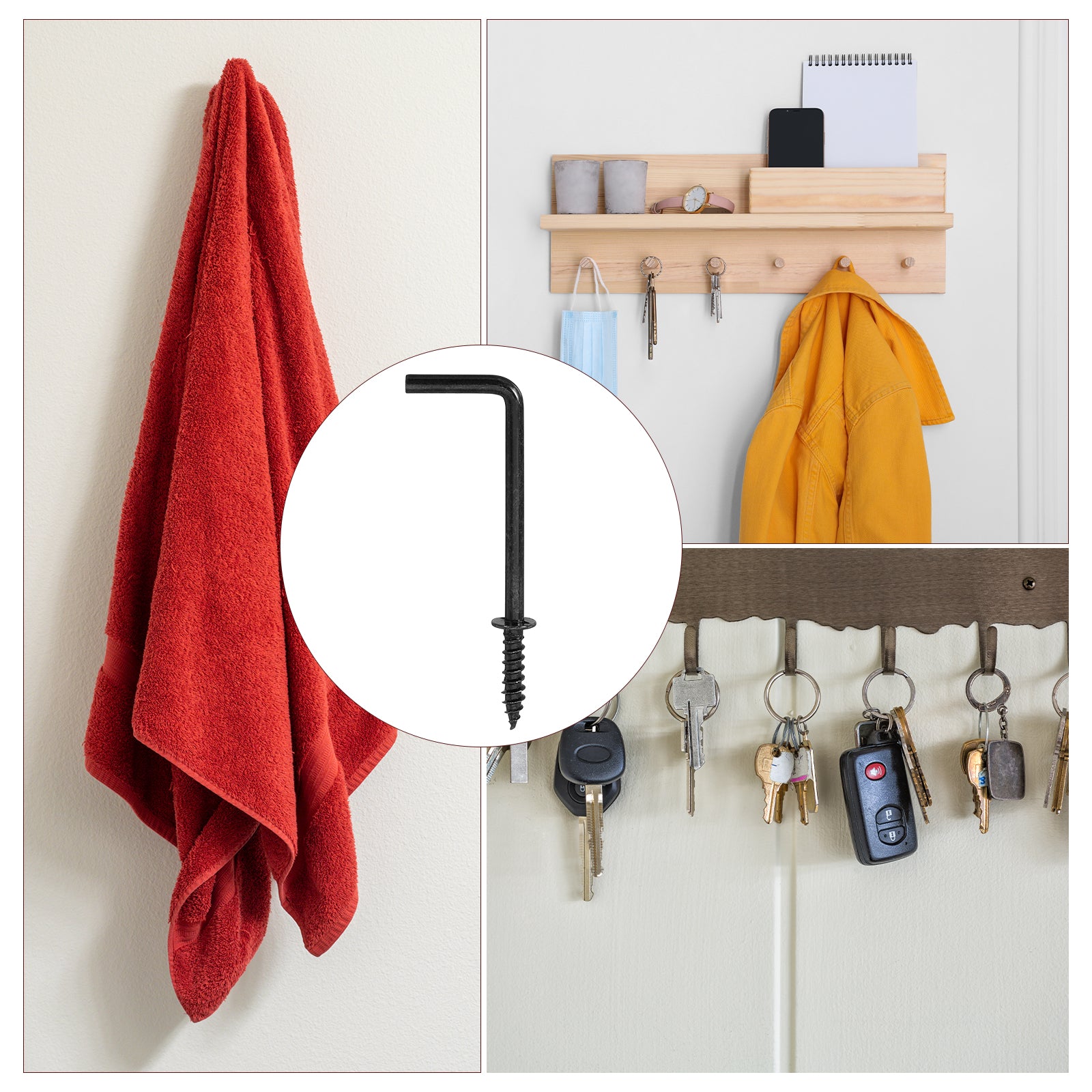 Uxcell Right Angle Hooks, 40Pcs 2" L Shaped Screw Hooks Screw in Hooks ...