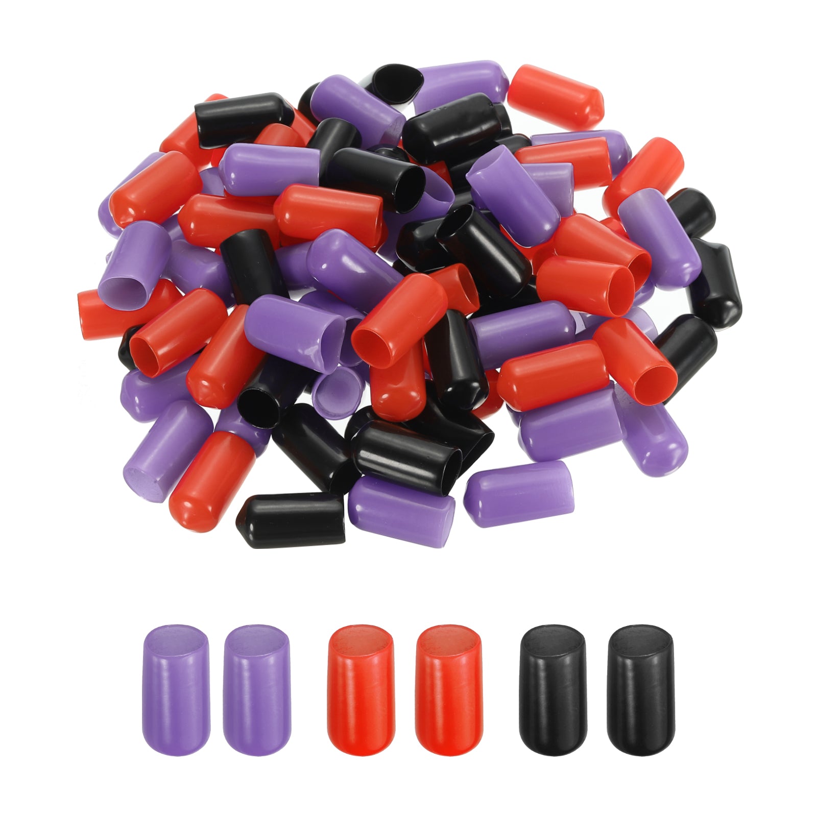 Uxcell 90pcs Rubber End Caps 12mm(1/2") ID Vinyl PVC Round Tube Bolt ...