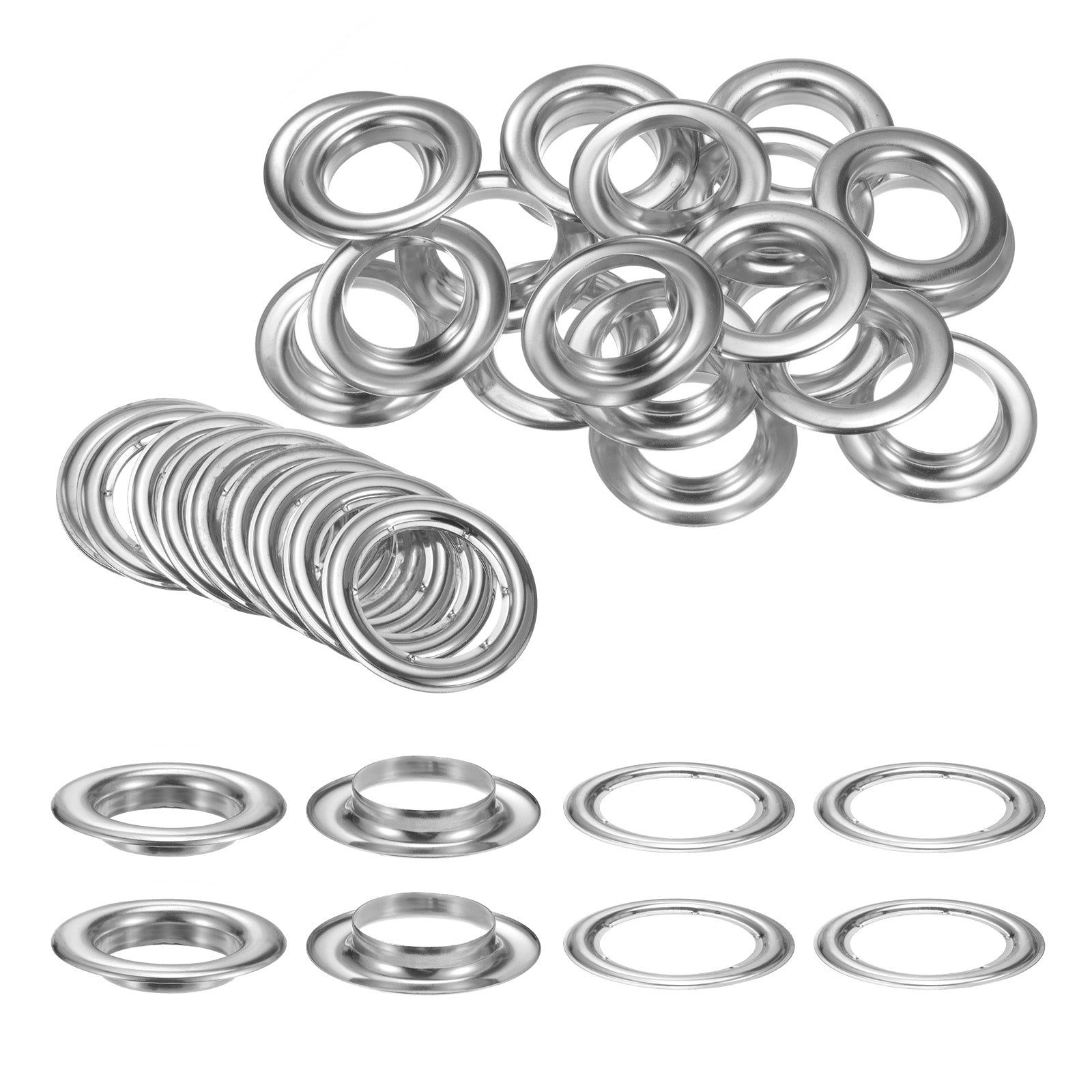 20Set Grommets Eyelets Kit 30mm Metal Eyelets with Washers Silver Tone ...