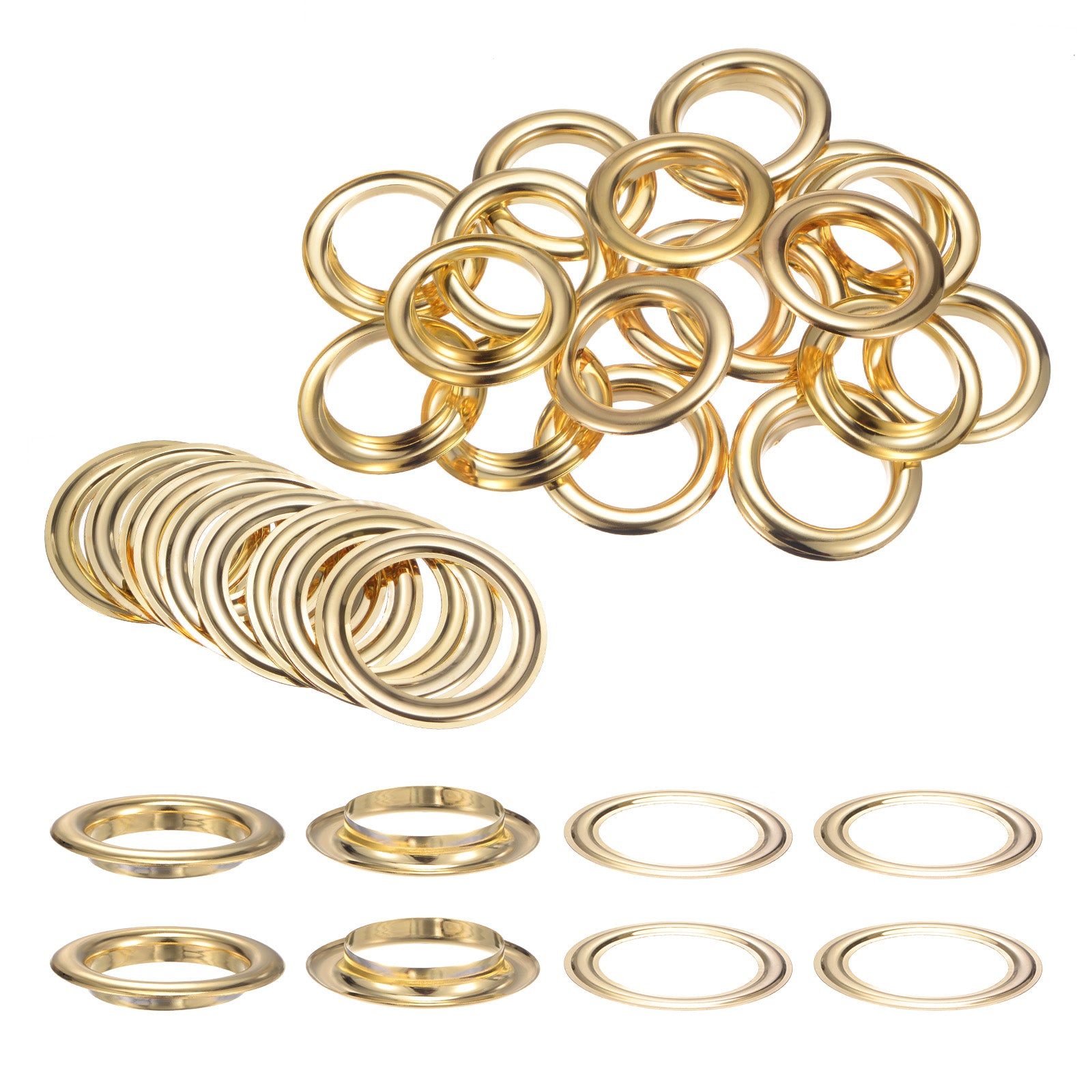 20Set Grommets Eyelets Kit 40mm Metal Eyelets with Washers Gold ...