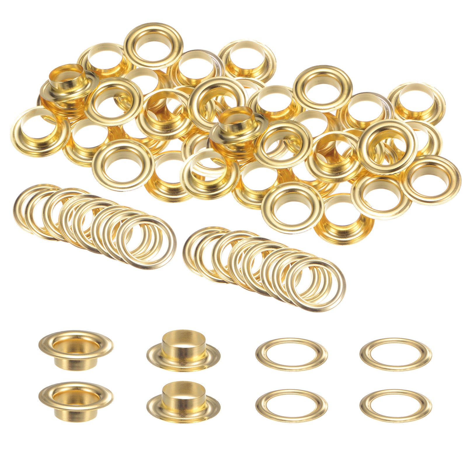 40Set Grommets Eyelets Kit 14mm Copper Metal Eyelets with Washers Gold ...
