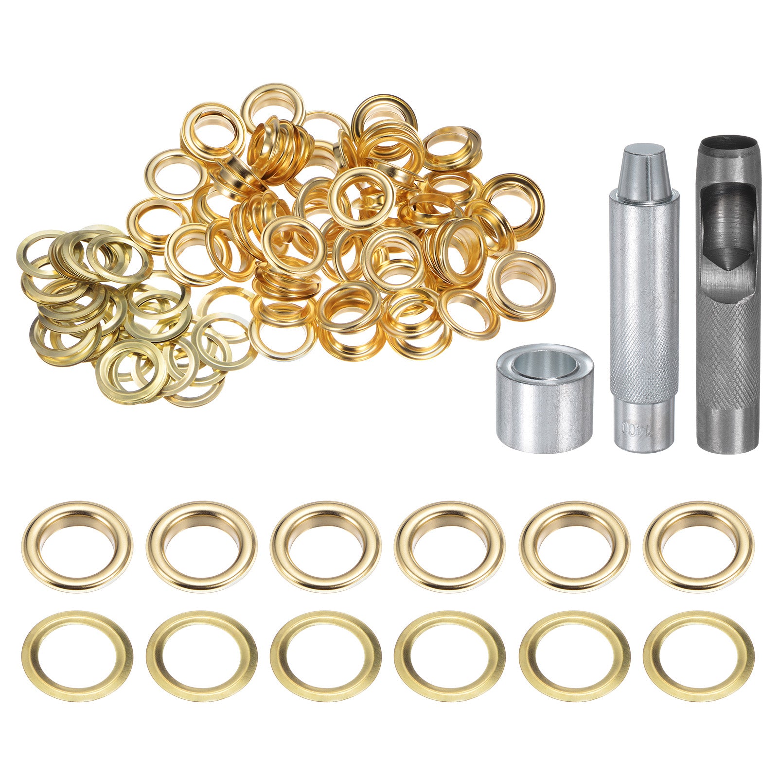 100pcs Grommet Tool Kit 17mm Copper Grommet Eyelet Set with Hole Hollow ...