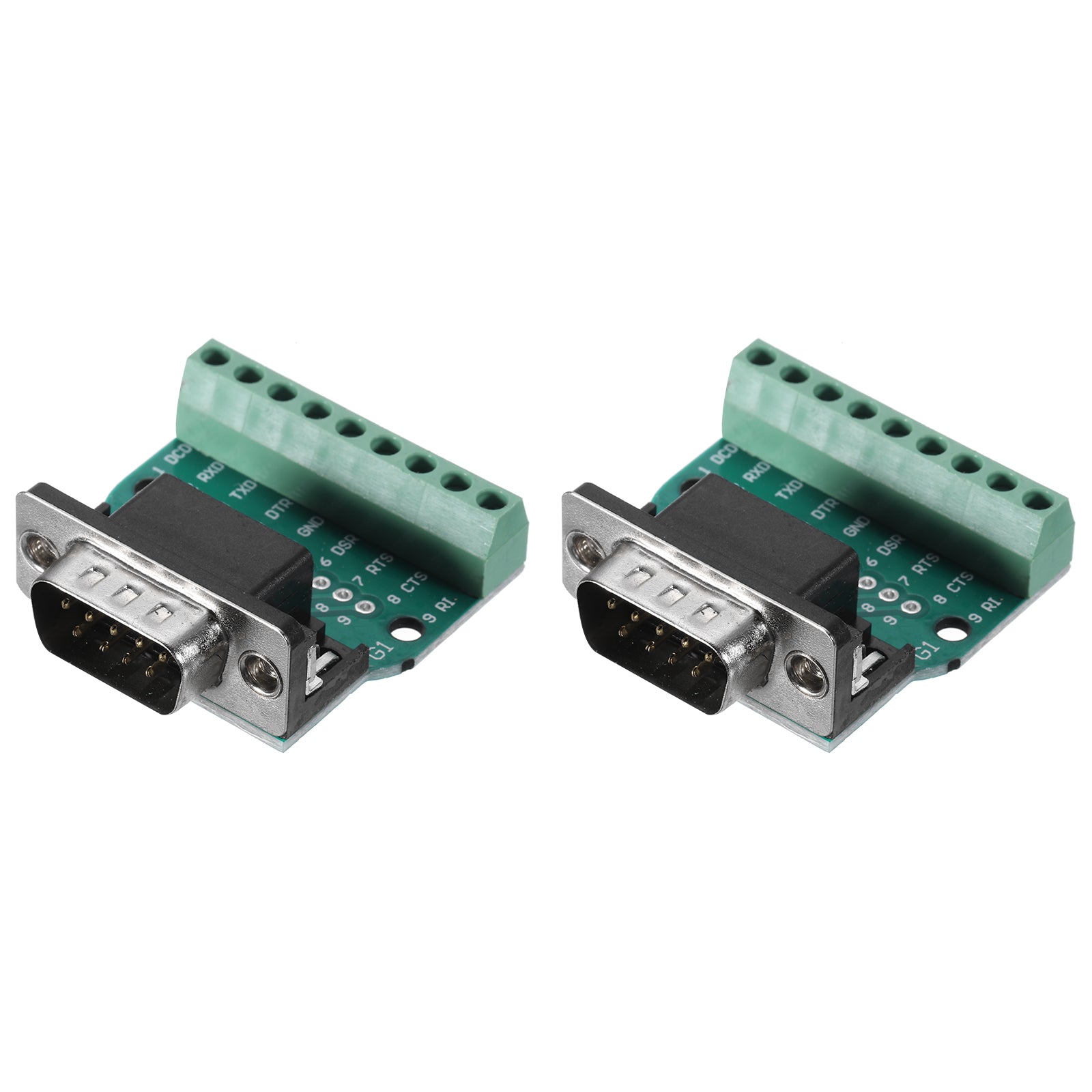 Uxcell 2pcs D-sub DB9 Connector Breakout Board 9 Pin 2 Row Male RS232 ...