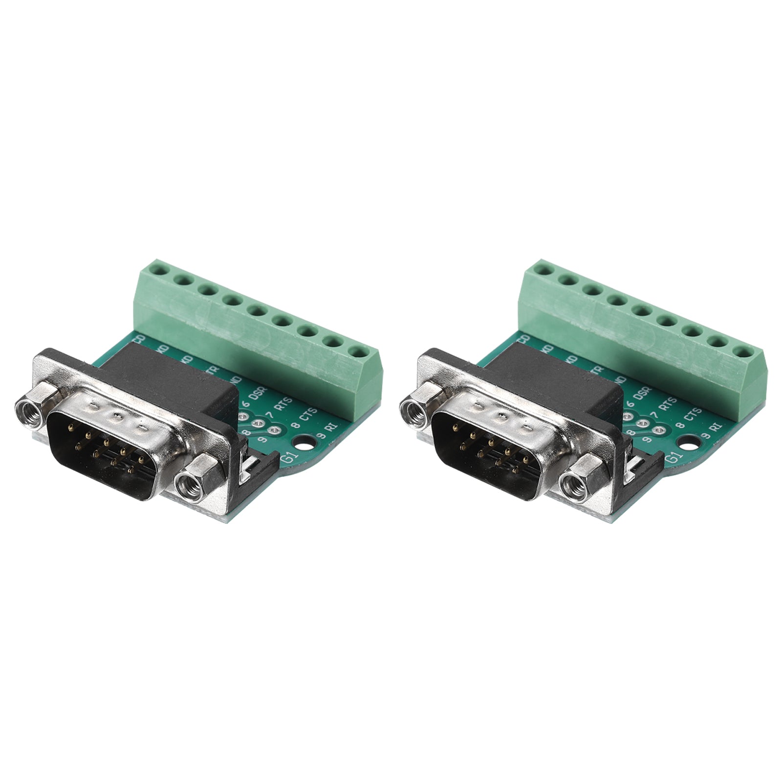 Uxcell 2pcs D-sub DB9 Connector Breakout Board 9 Pin 2 Row Male RS232 ...